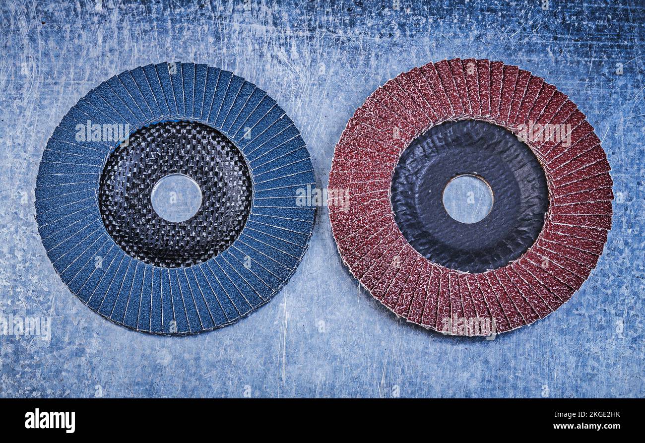 Flap grinding wheels on metallic background Stock Photo - Alamy