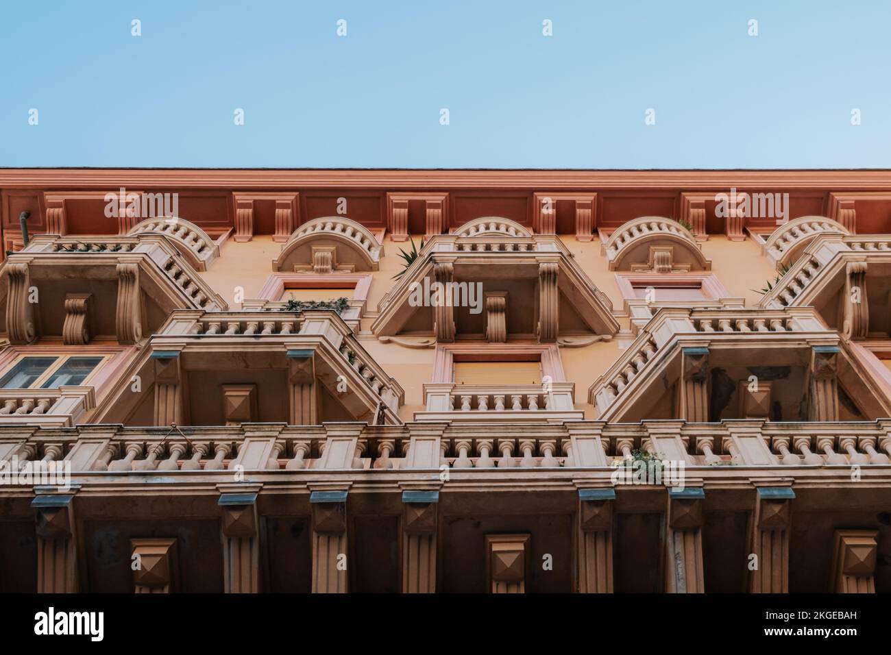 A low-angle of liberty style architecture building of Trieste city ...