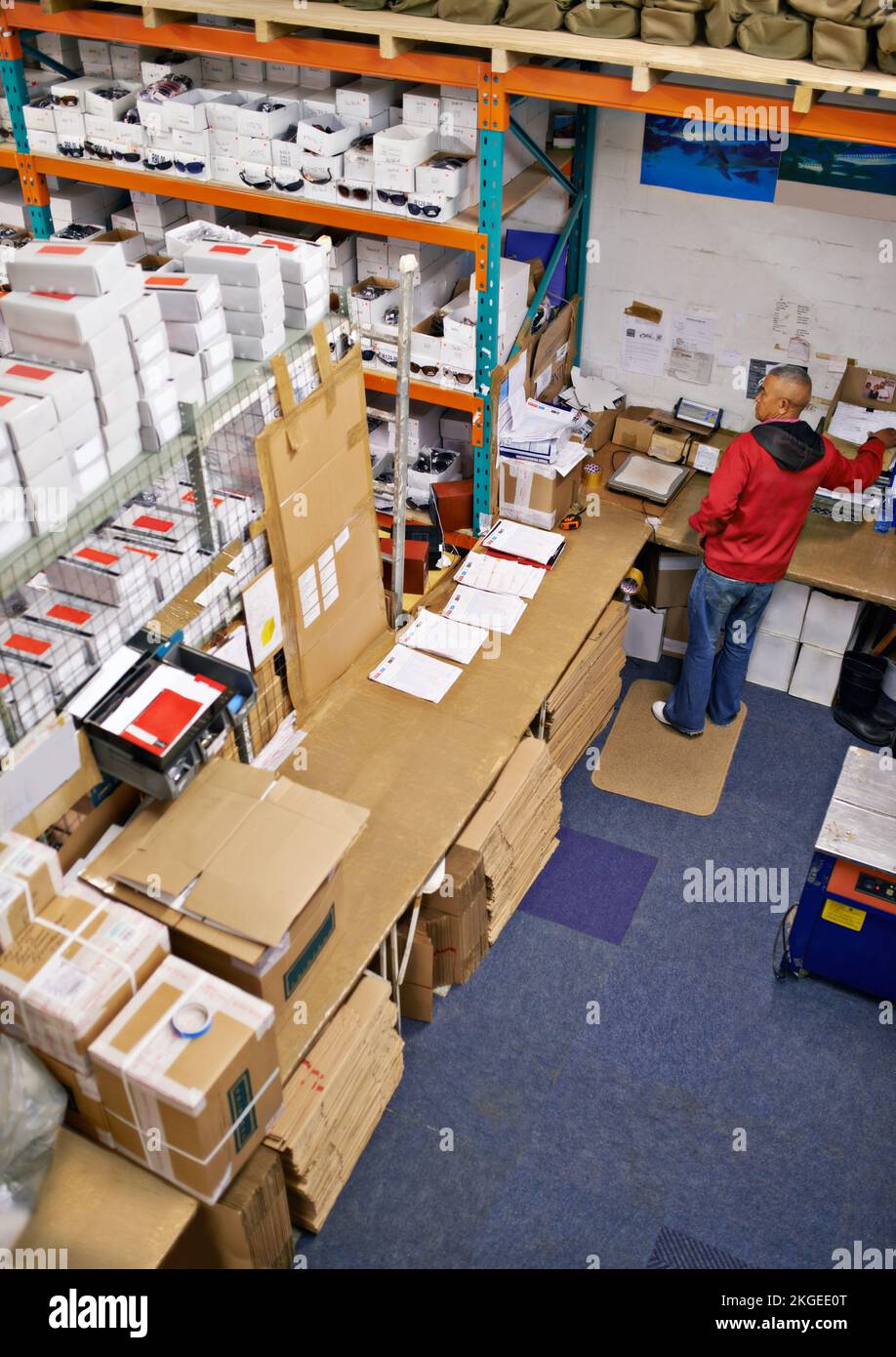Assuring quality on the shop floor. High angle shot of a worker in a ...
