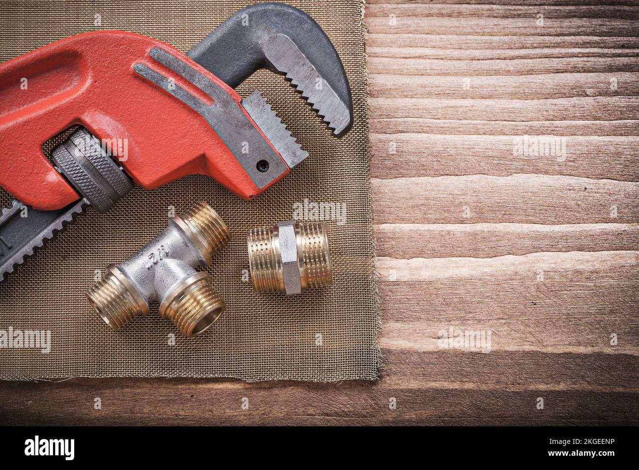 Monkey wrench pipe fittings water mesh filter grid construction concept ...