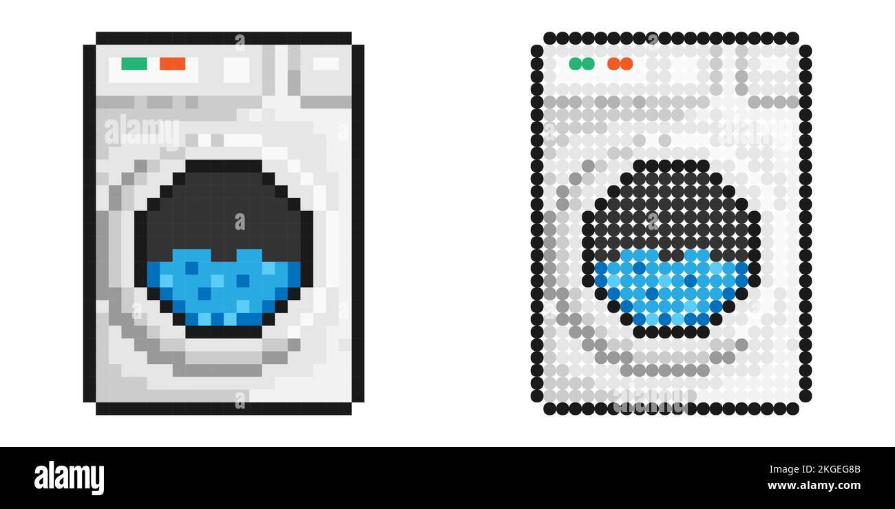 Pixel icon. Washing machine. Household appliances. Simple retro game ...