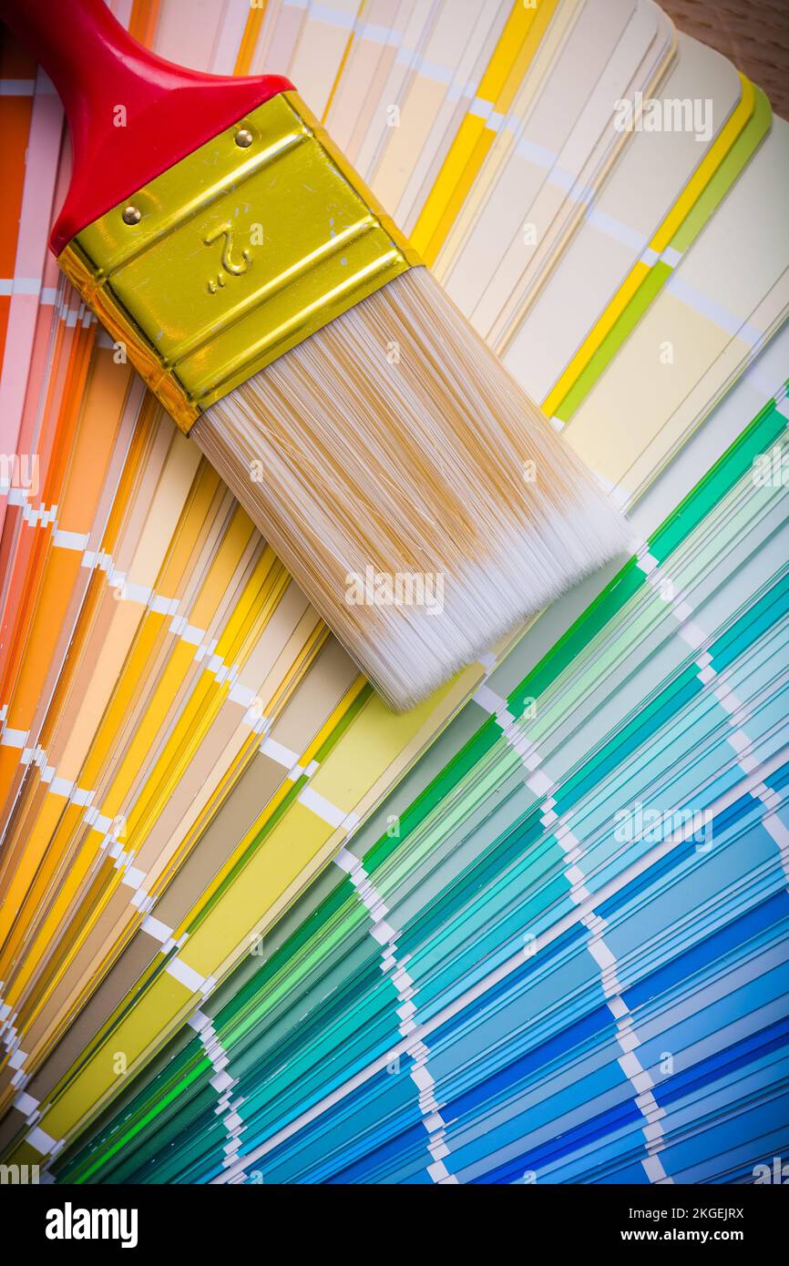 paintbrush on color palette Stock Photo - Alamy
