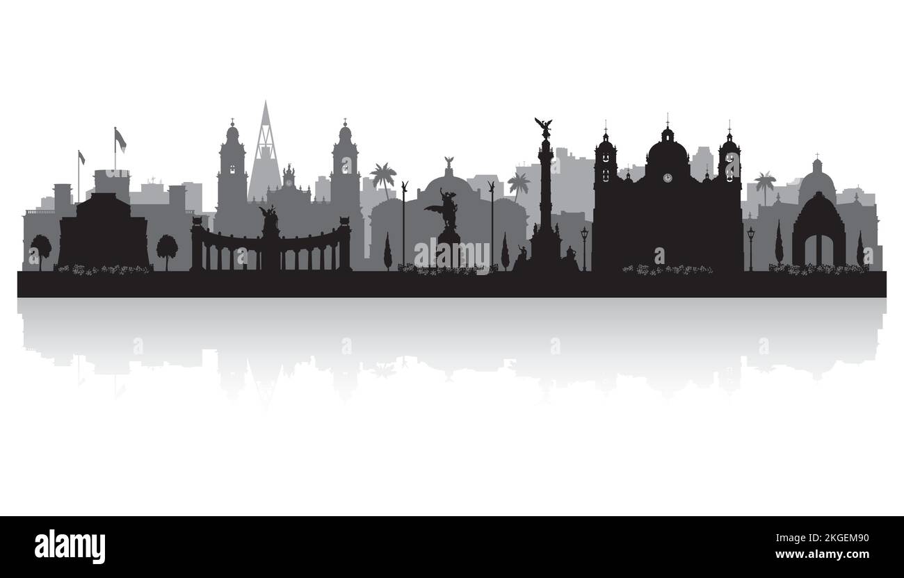 Mexico city skyline vector silhouette illustration Stock Vector Image ...
