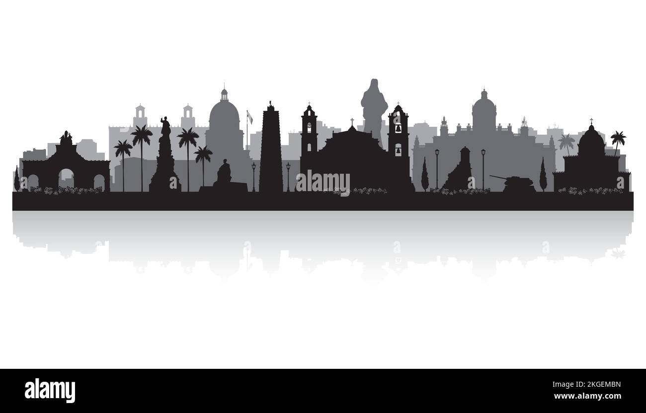 Havana Cuba city skyline vector silhouette illustration Stock Vector ...