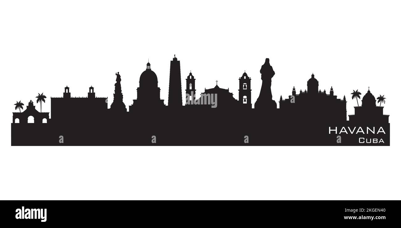 Havana Cuba city skyline Detailed vector silhouette Stock Vector Image ...