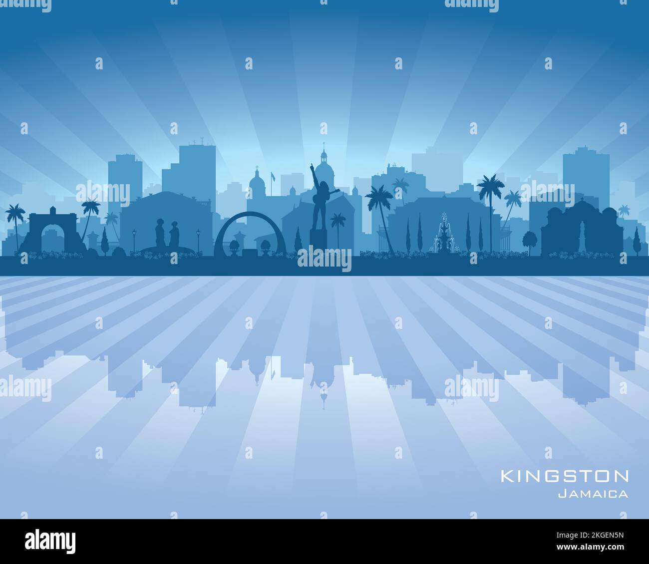 Kingston Jamaica city skyline vector silhouette illustration Stock ...