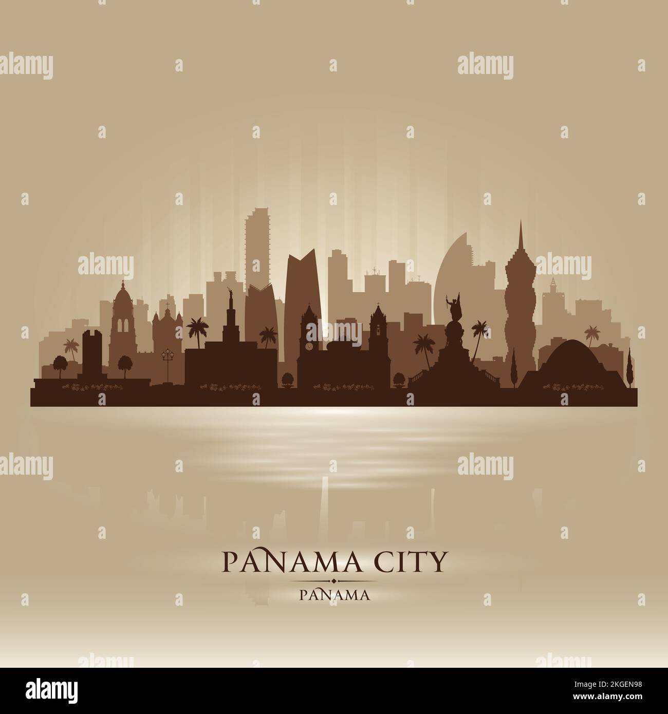 Panama city skyline vector silhouette illustration Stock Vector Image ...