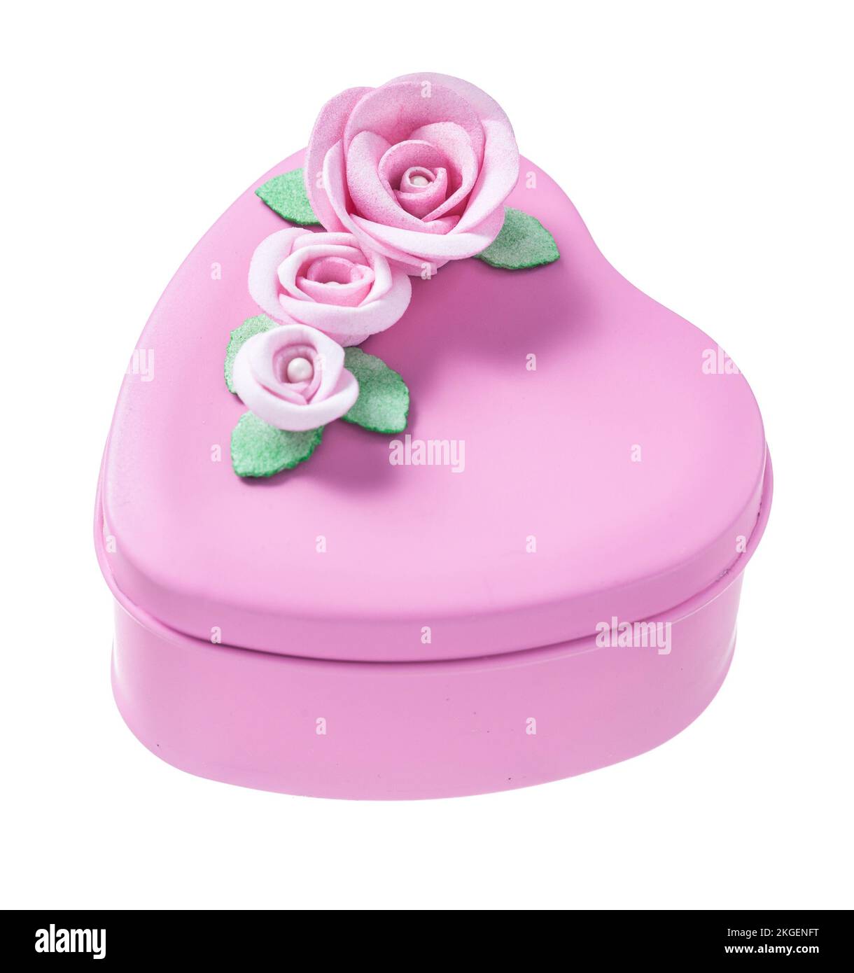 Pink heart-shaped present box isolated on white Stock Photo - Alamy