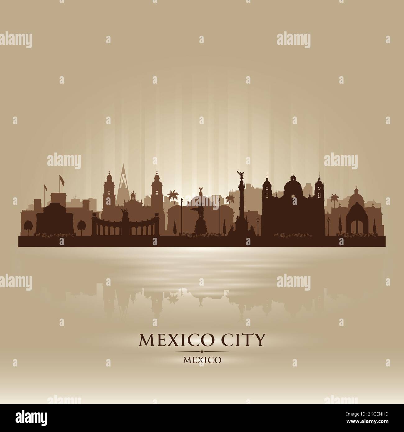 Mexico city skyline vector silhouette illustration Stock Vector Image ...