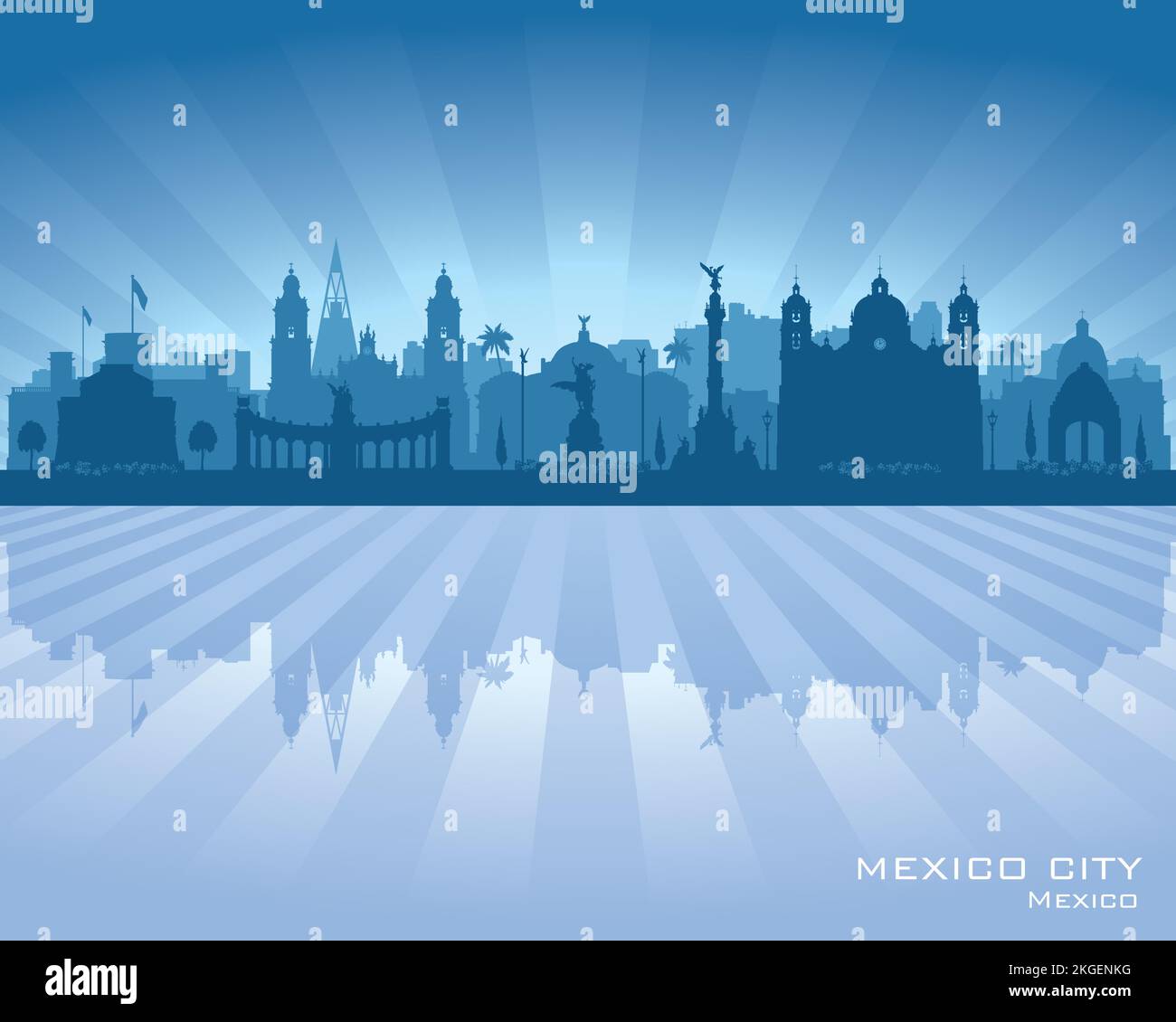 Mexico city skyline vector silhouette illustration Stock Vector Image ...