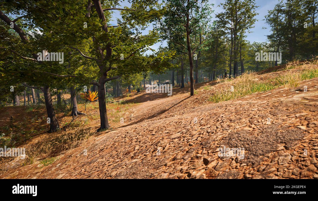 3D rendering. An immersive natural environment. Landscape to illustrate ...