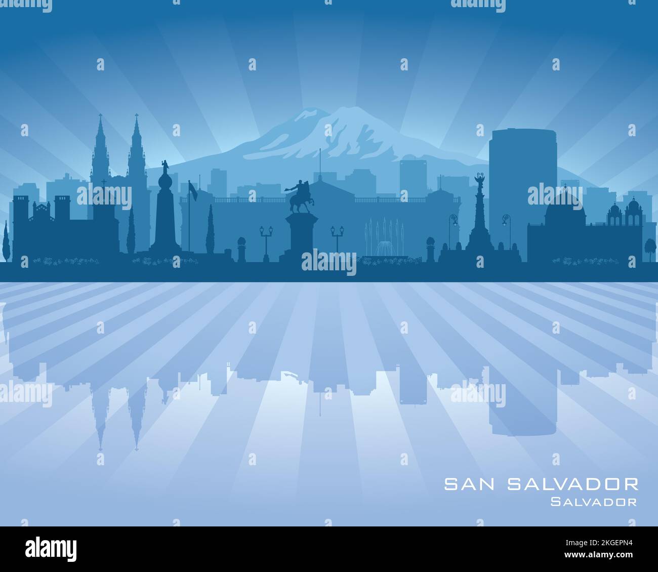 San Salvador city skyline vector silhouette illustration Stock Vector ...