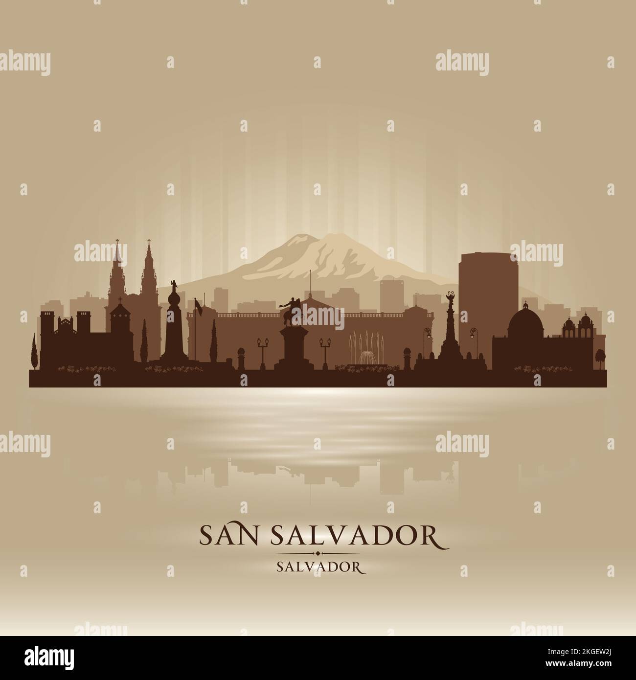 San Salvador city skyline vector silhouette illustration Stock Vector ...