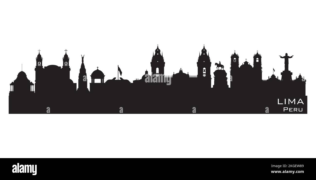 Lima Peru city skyline Detailed vector silhouette Stock Vector Image ...