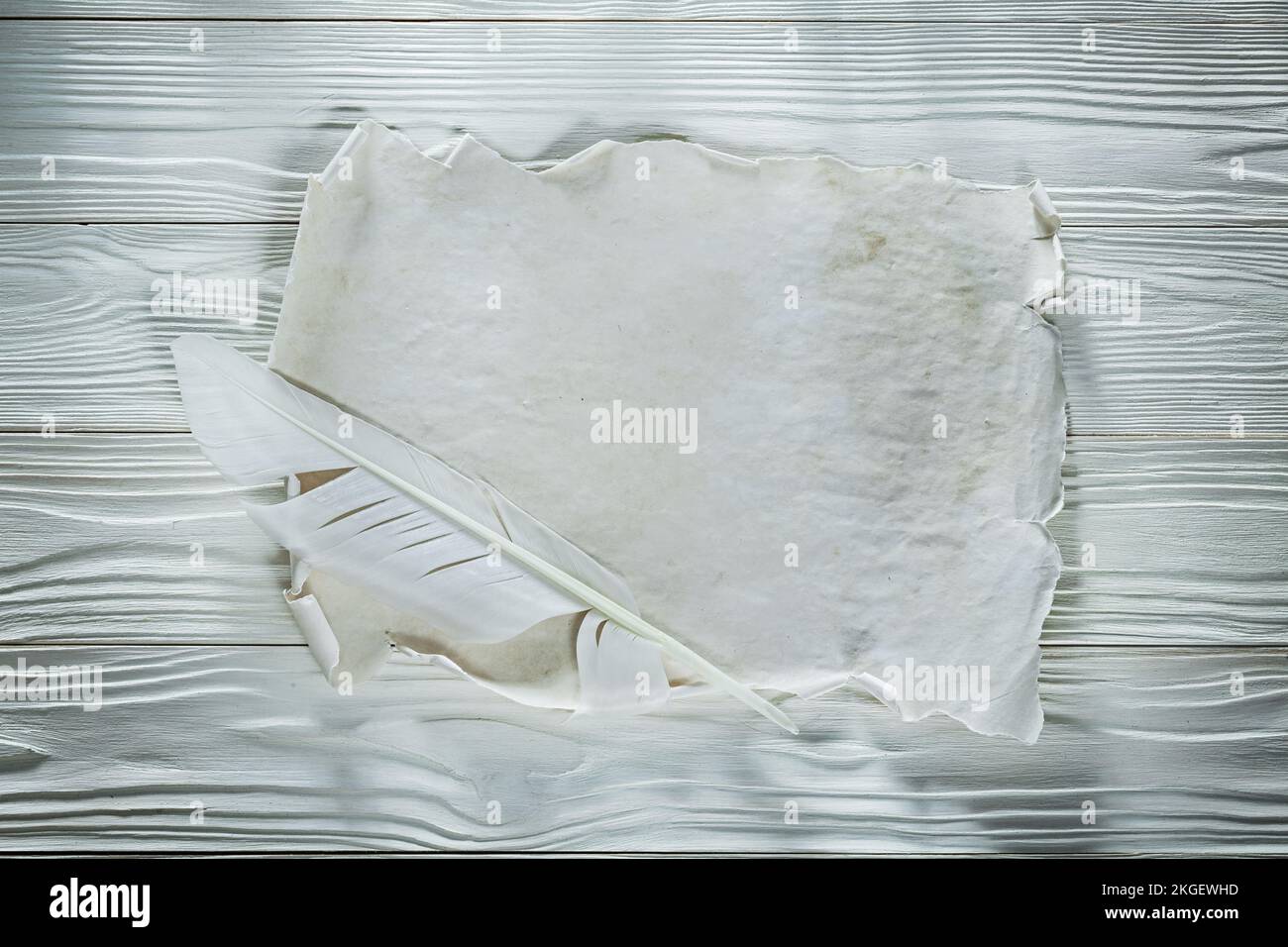 Quill vintage document on wooden board horizontal image Stock Photo - Alamy
