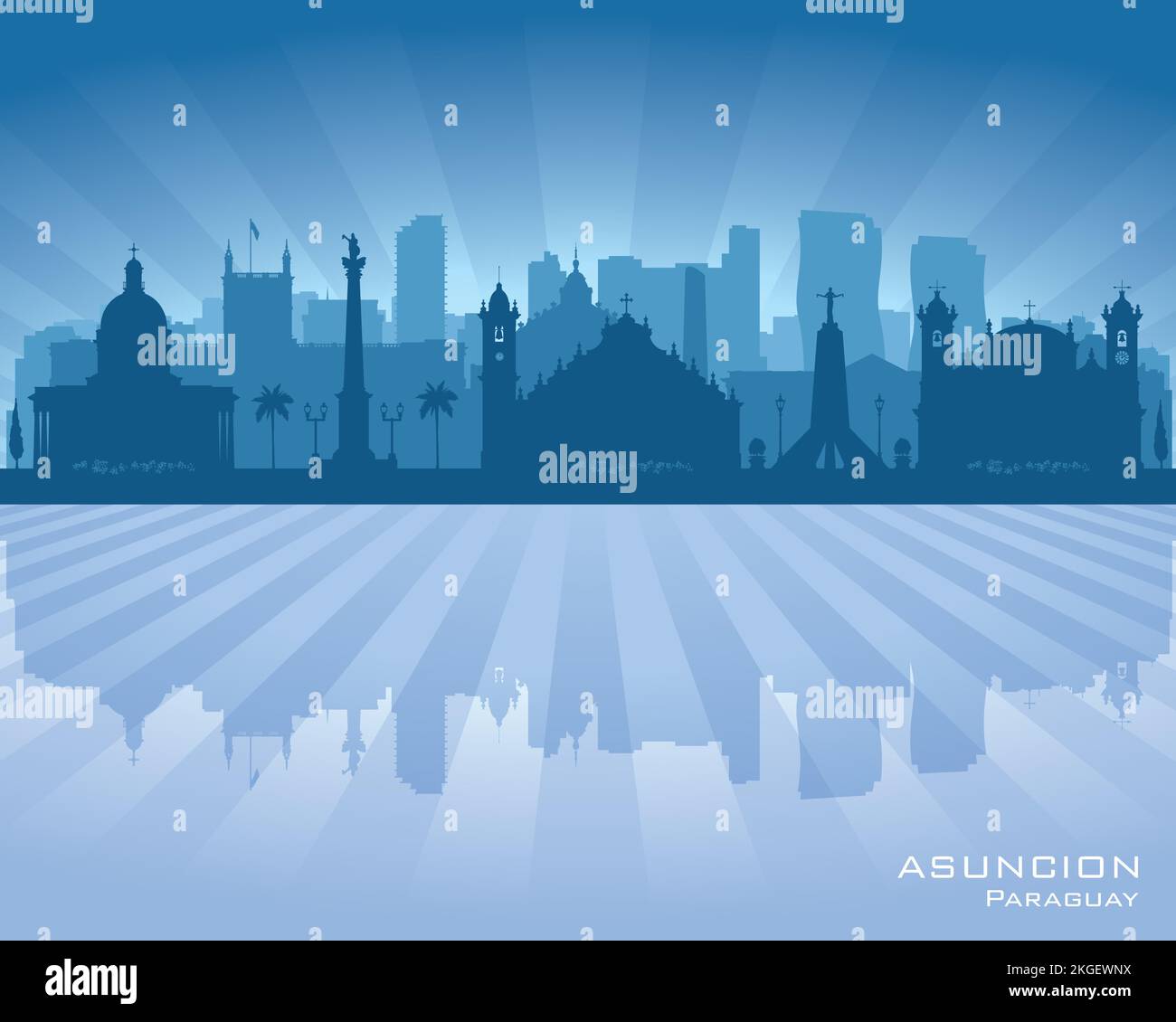 Asuncion Paraguay city skyline vector silhouette illustration Stock ...