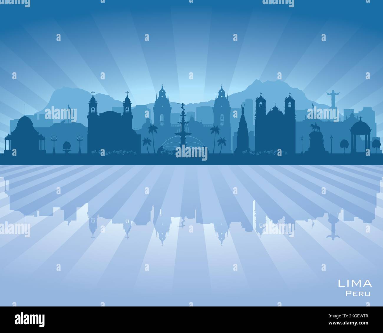 Lima Peru city skyline vector silhouette illustration Stock Vector ...