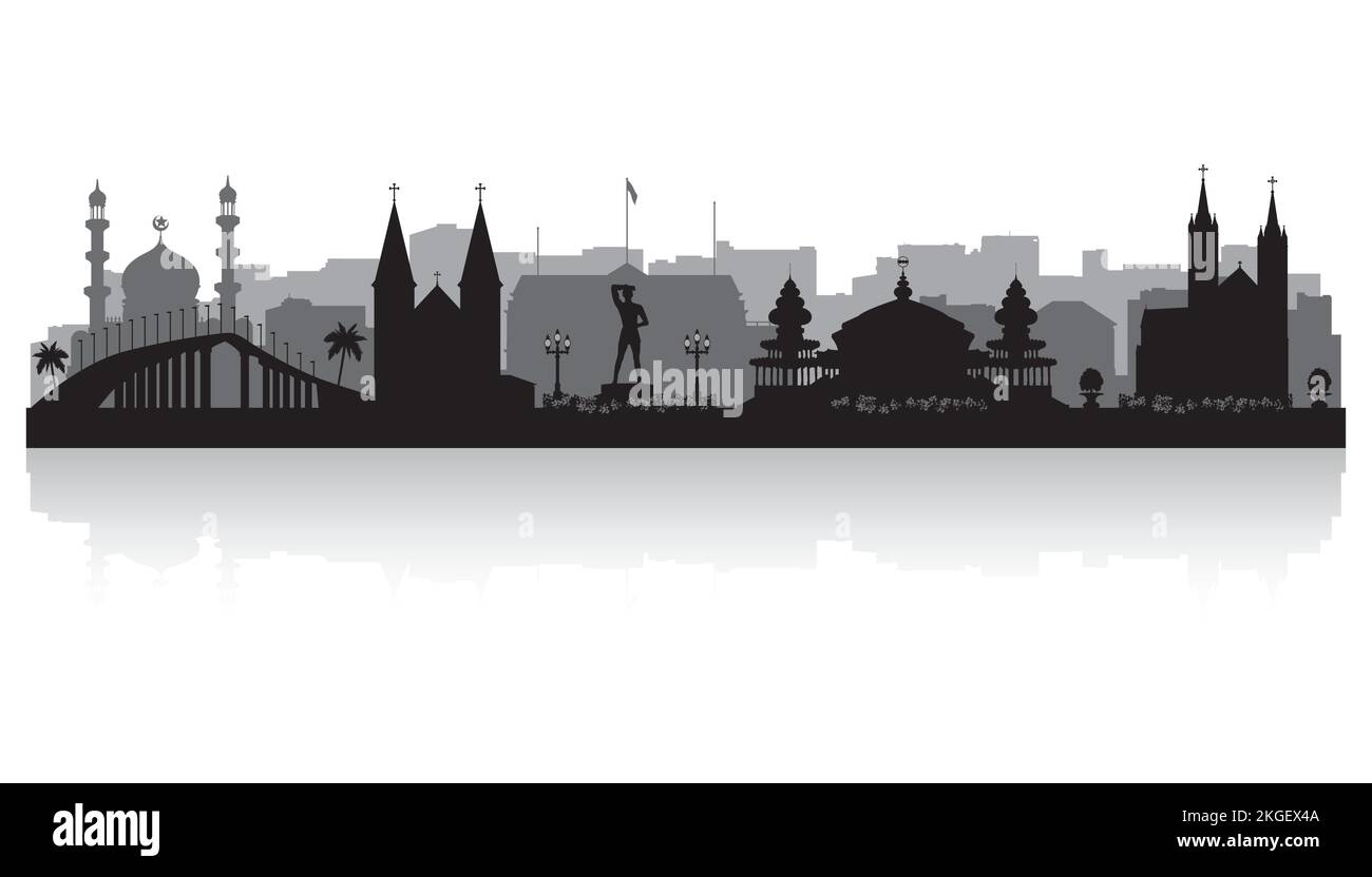Paramaribo Suriname city skyline vector silhouette illustration Stock ...