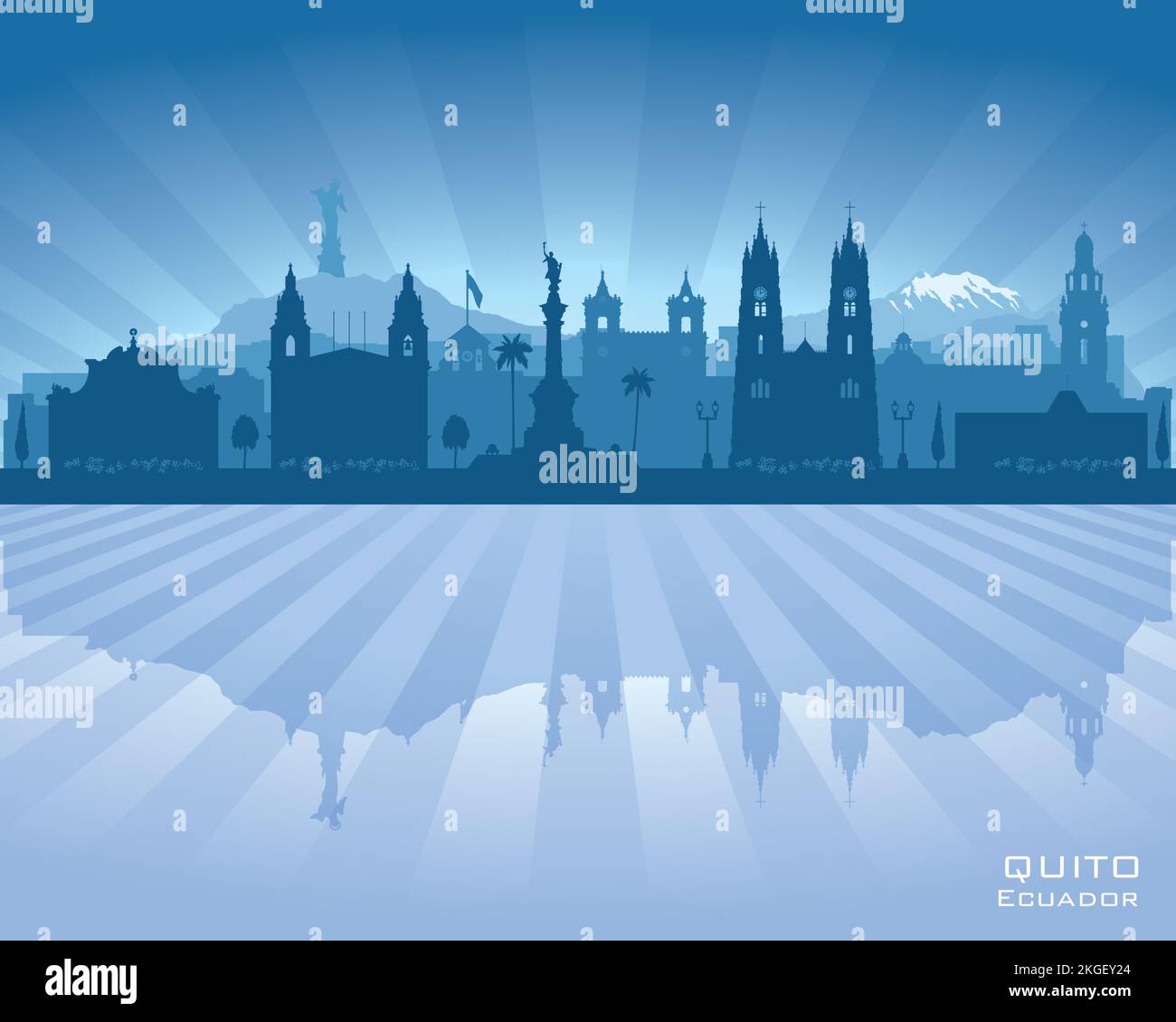 Quito Ecuador city skyline vector silhouette illustration Stock Vector ...