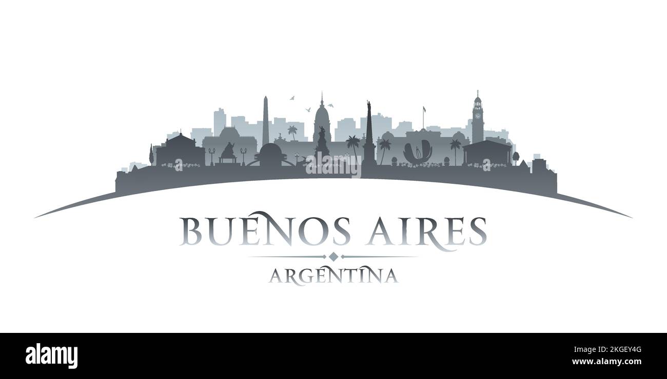 Buenos Aires Argentina city skyline silhouette. Vector illustration ...