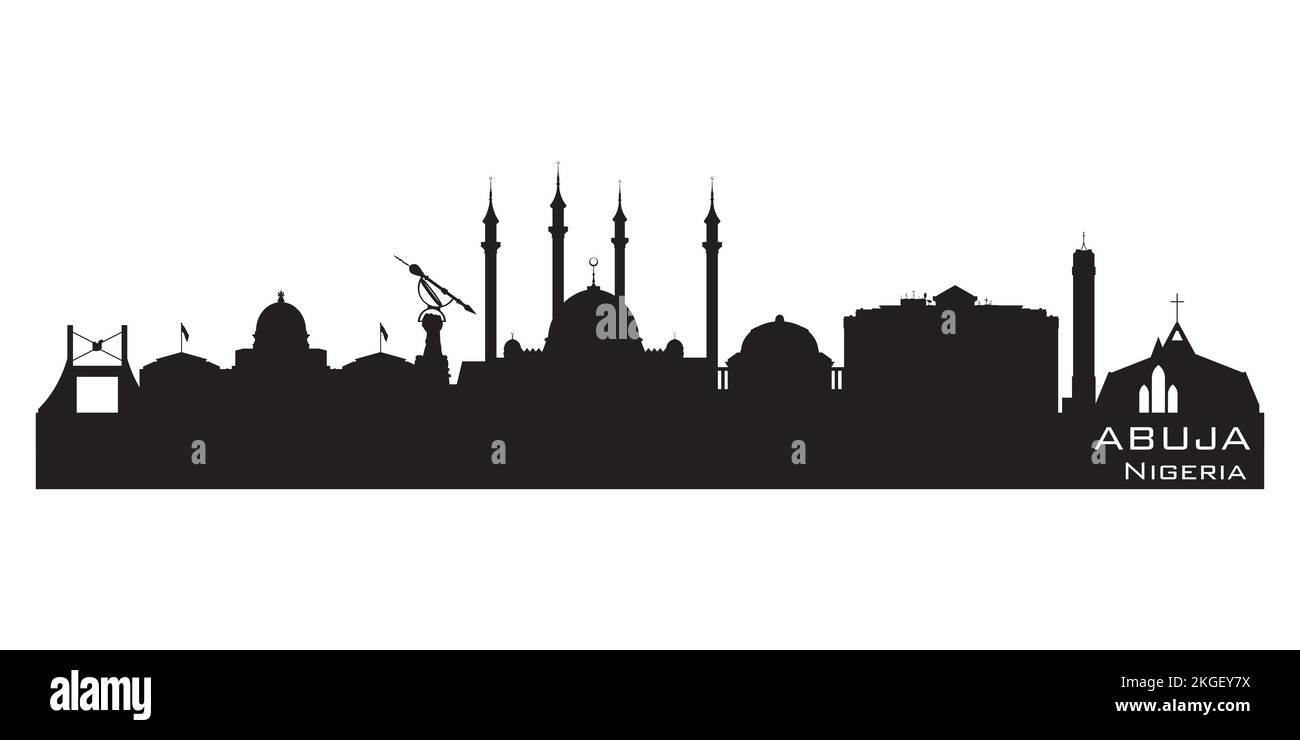 Abuja Nigeria city skyline Detailed vector silhouette Stock Vector ...