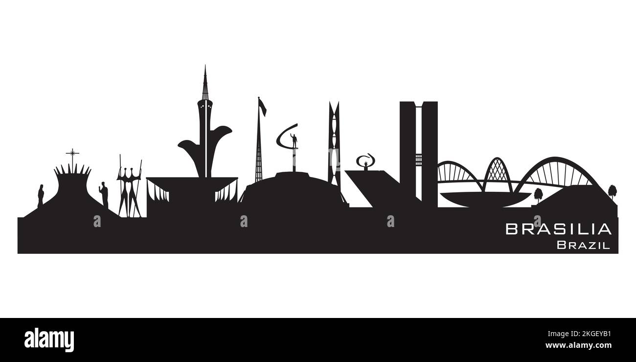 Brasilia Brazil city skyline Detailed vector silhouette Stock Vector ...