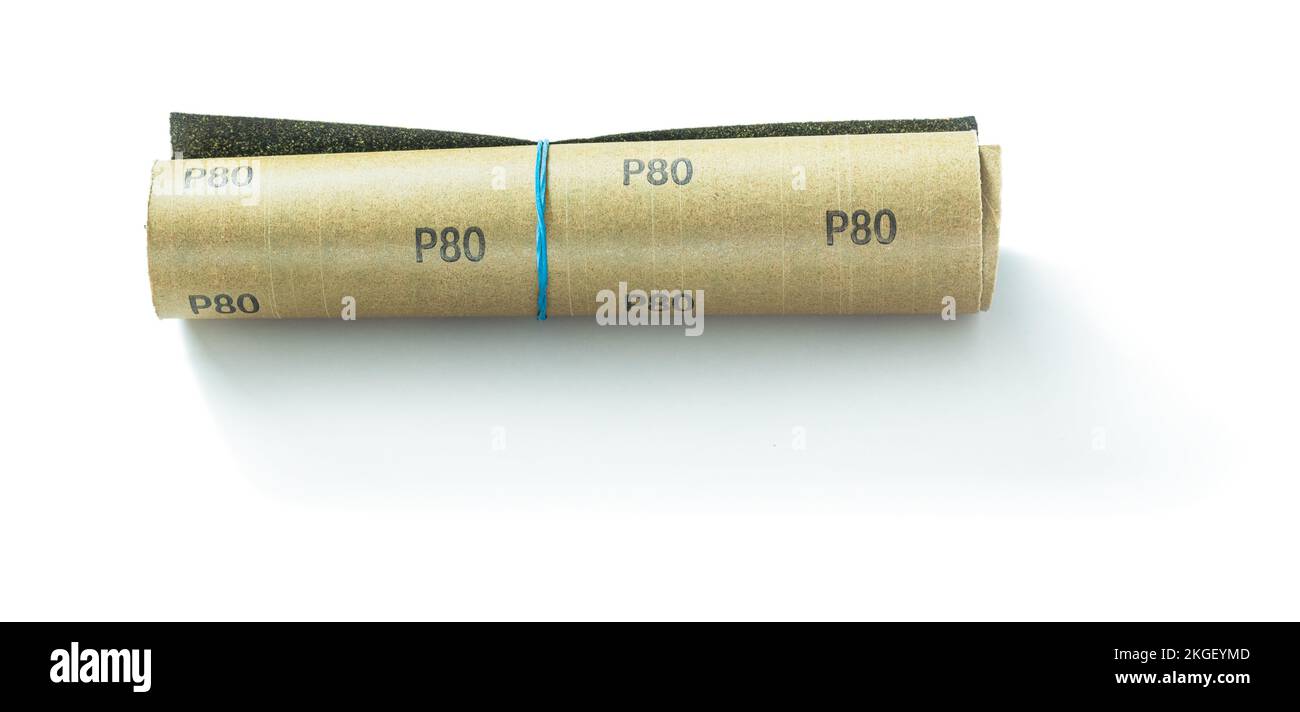 roll of sandpaper isolated on white background Stock Photo - Alamy