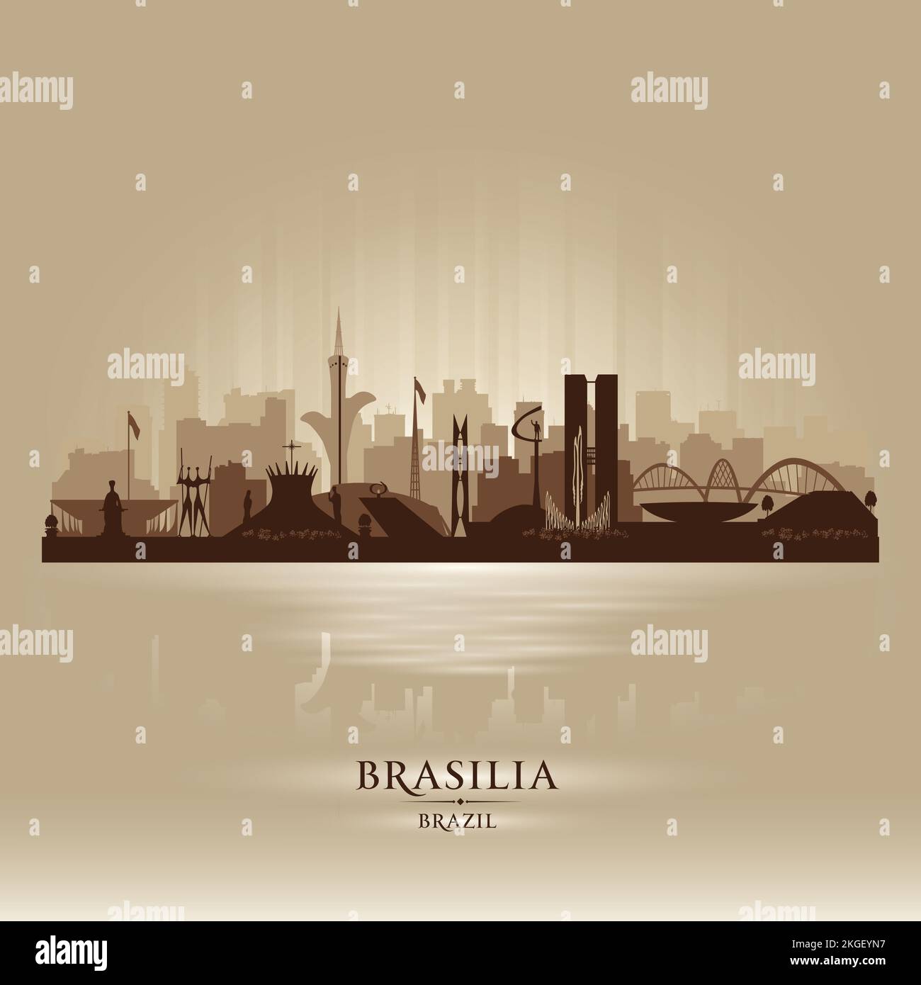 Brasilia Brazil city skyline vector silhouette illustration Stock ...