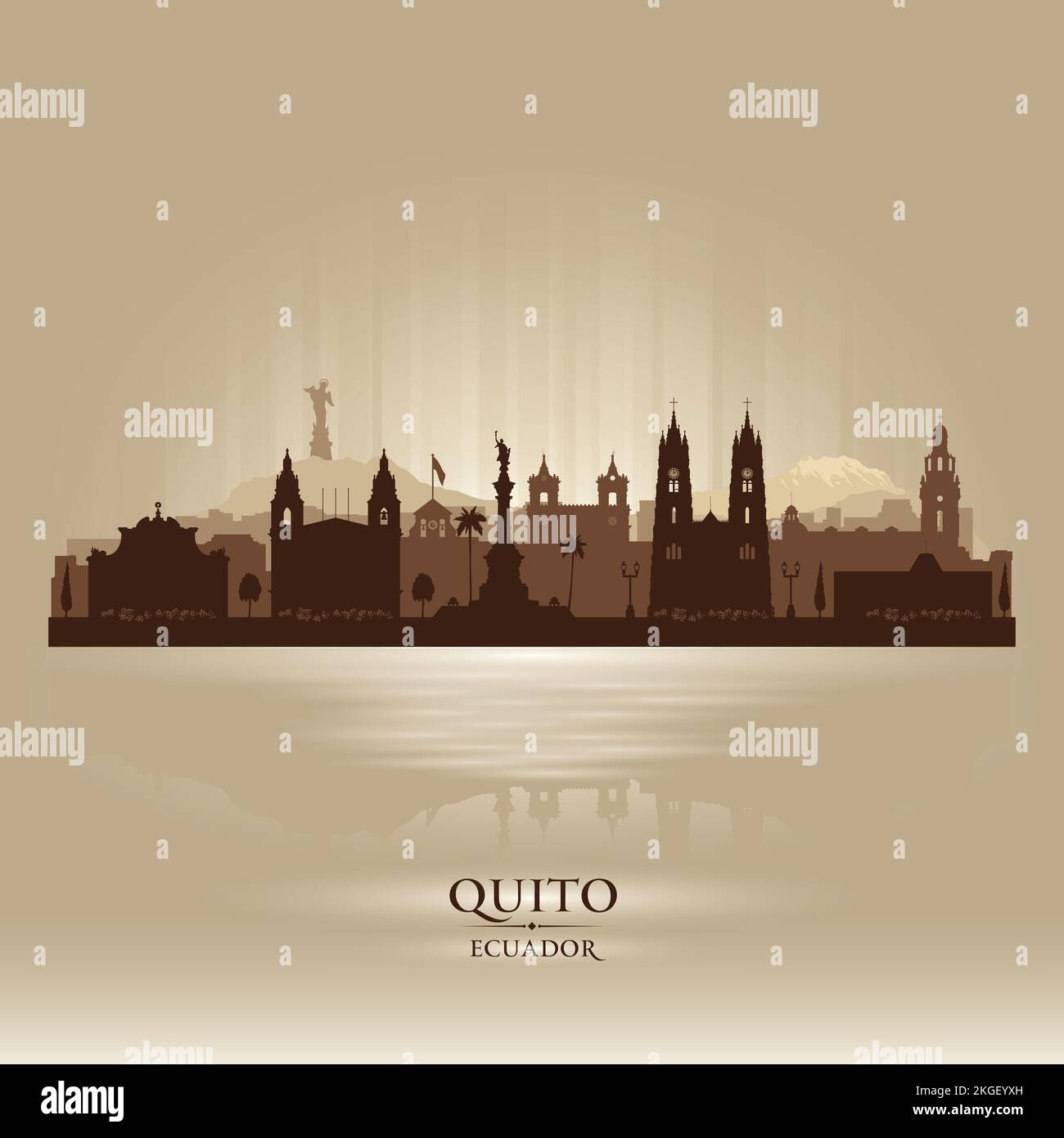 Quito Ecuador city skyline vector silhouette illustration Stock Vector ...
