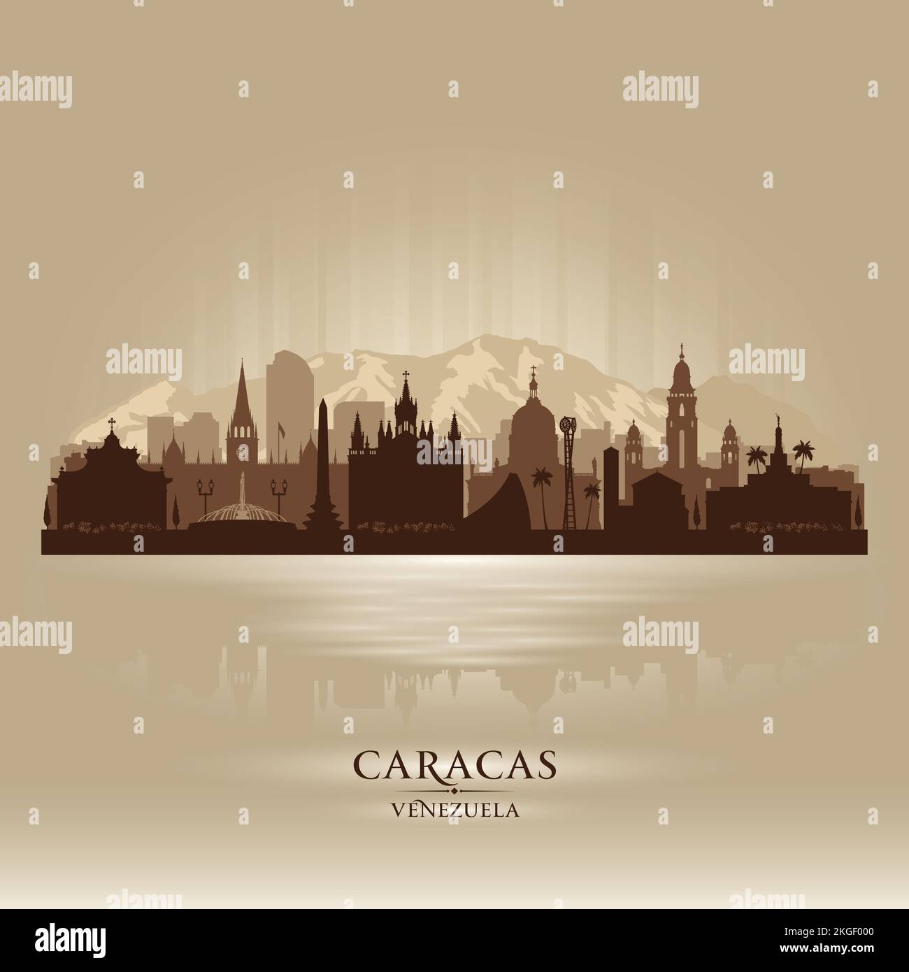 Caracas Venezuela city skyline vector silhouette illustration Stock ...