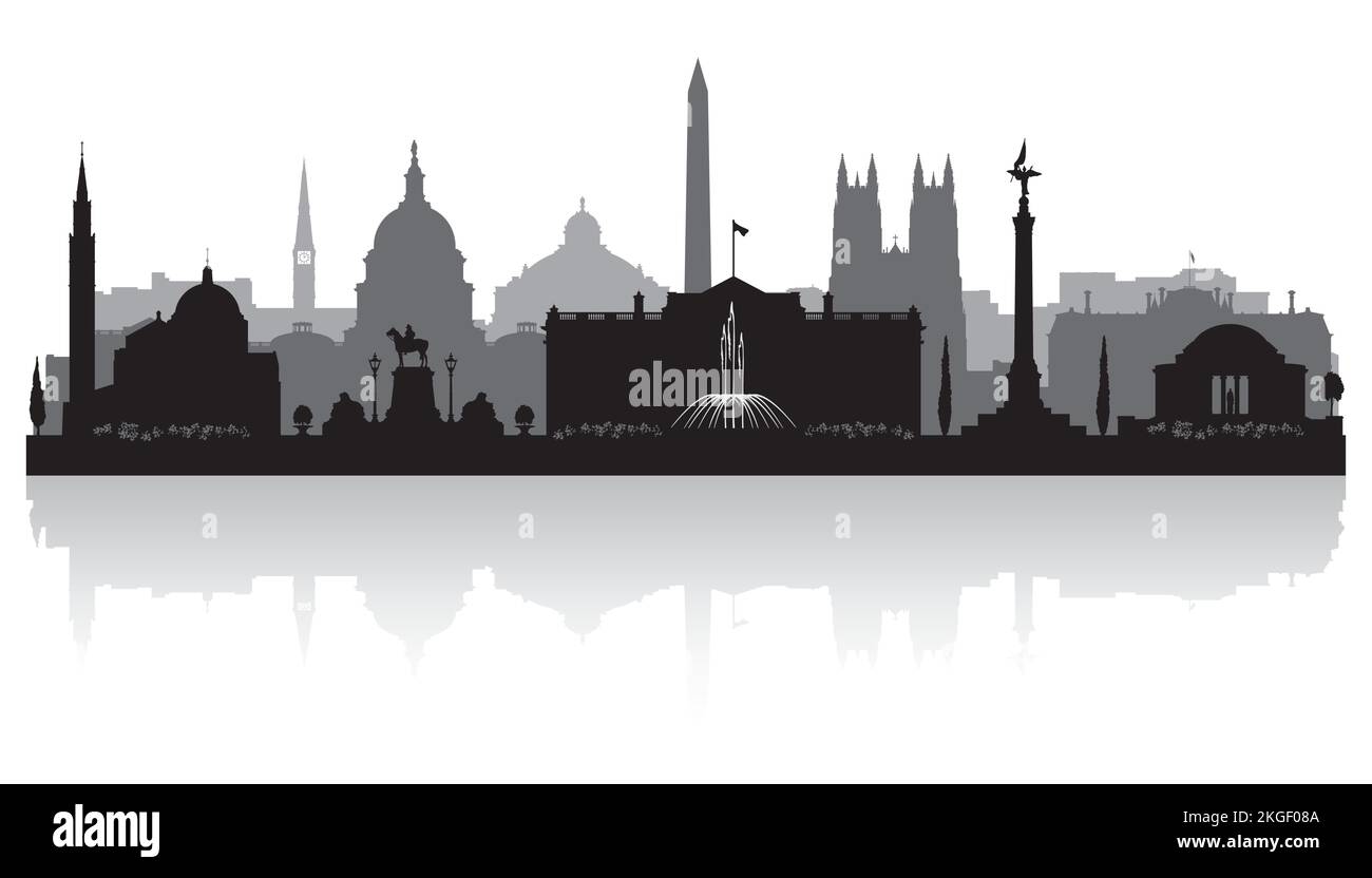 Washington DC city skyline vector silhouette illustration Stock Vector ...