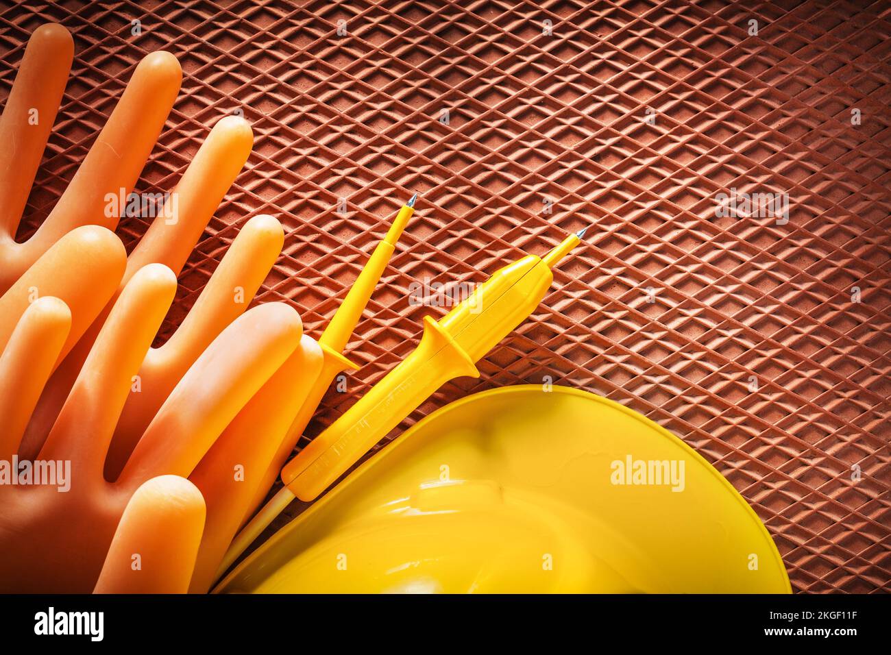 Safety cap insulating gloves electrical tester on dielectric cover ...