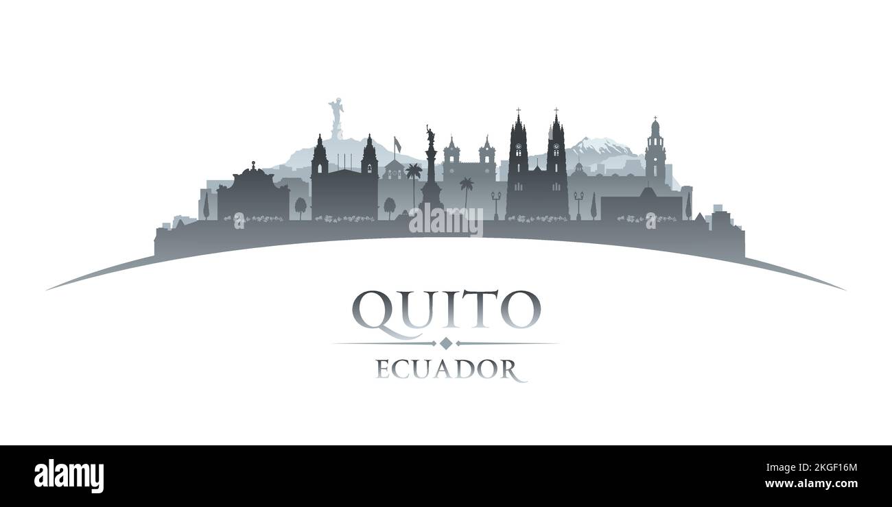 Quito Ecuador city skyline vector silhouette illustration Stock Vector ...