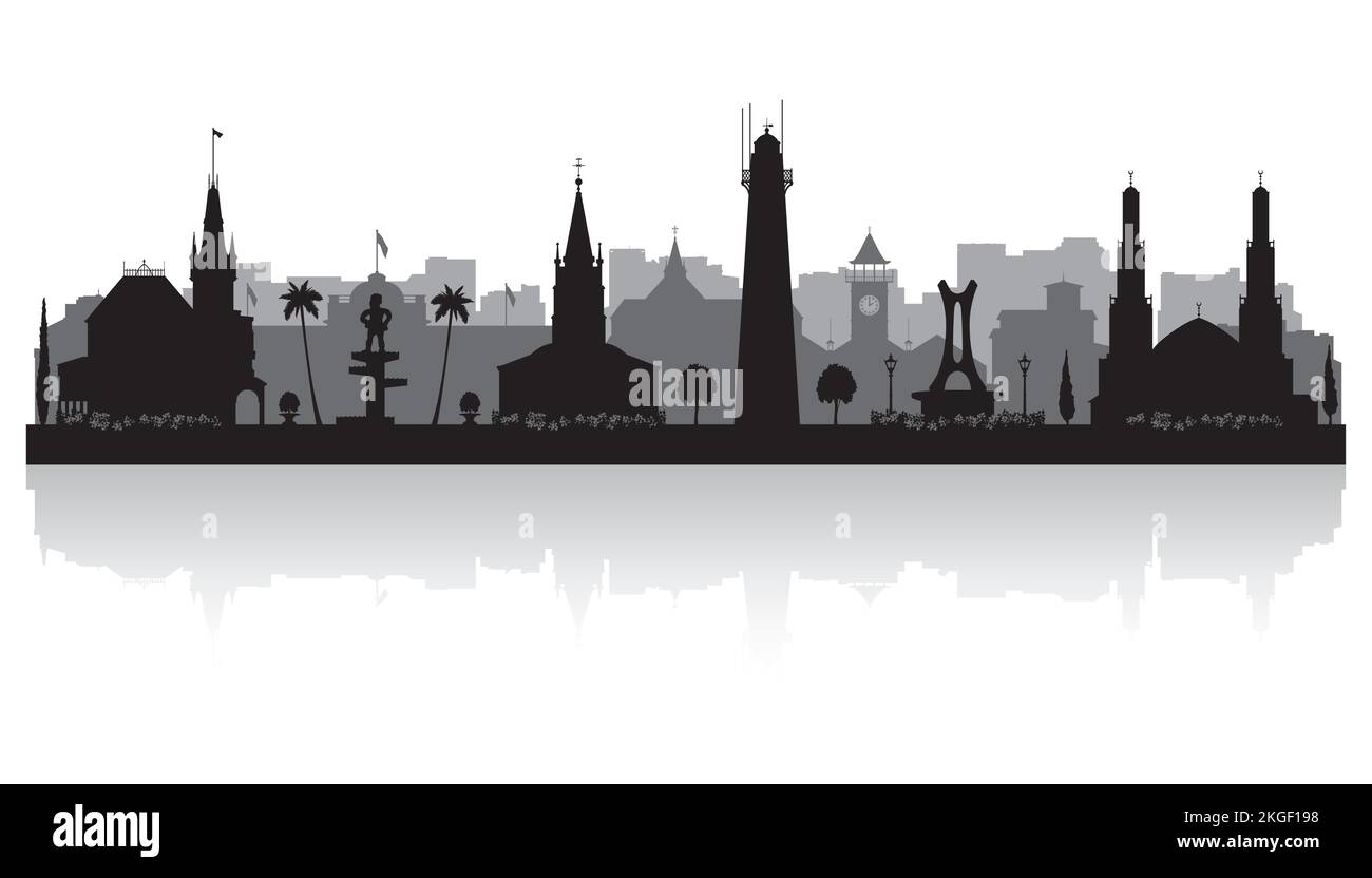 Georgetown Guyana city skyline vector silhouette illustration Stock ...