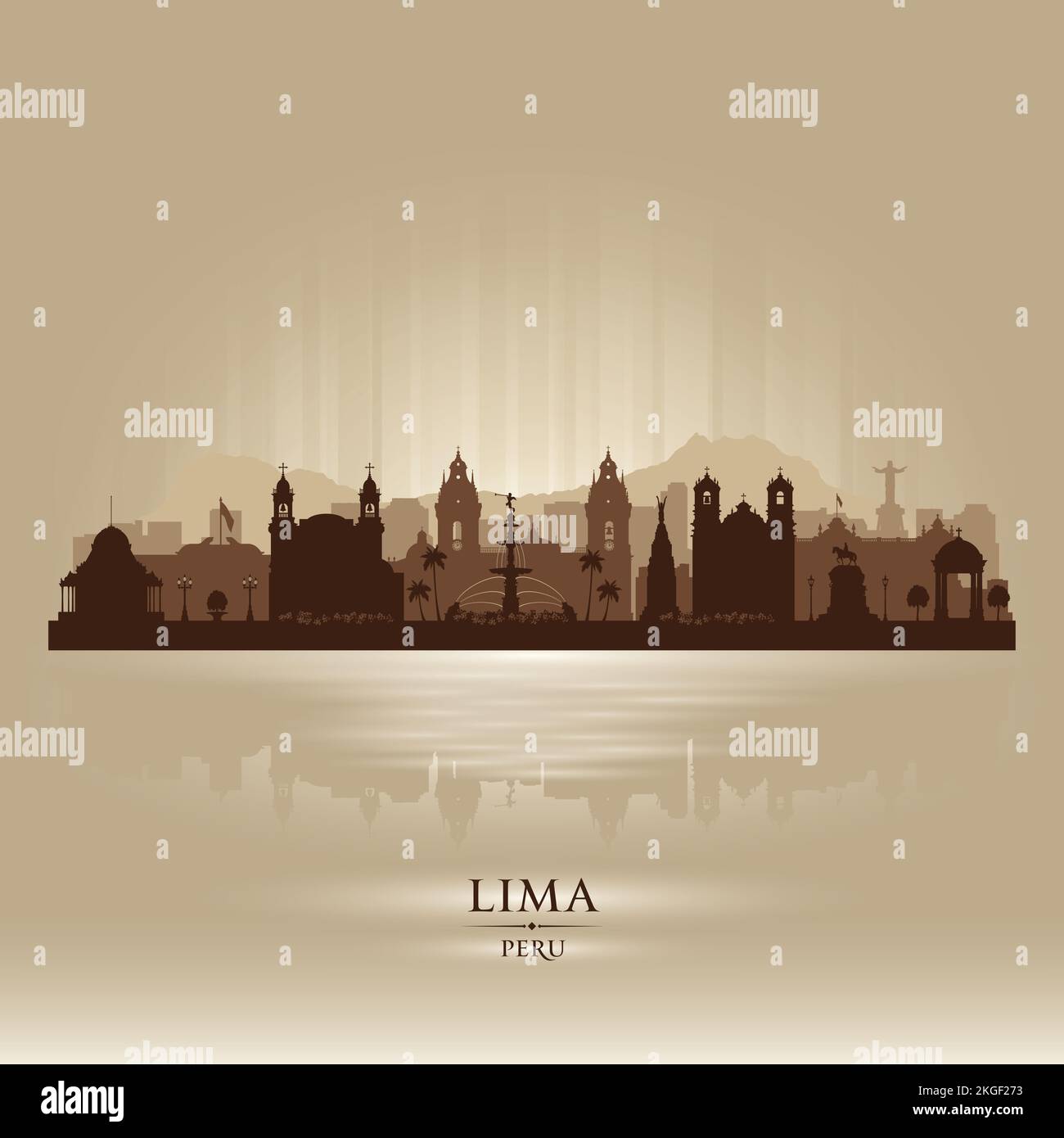 Lima Peru city skyline vector silhouette illustration Stock Vector ...