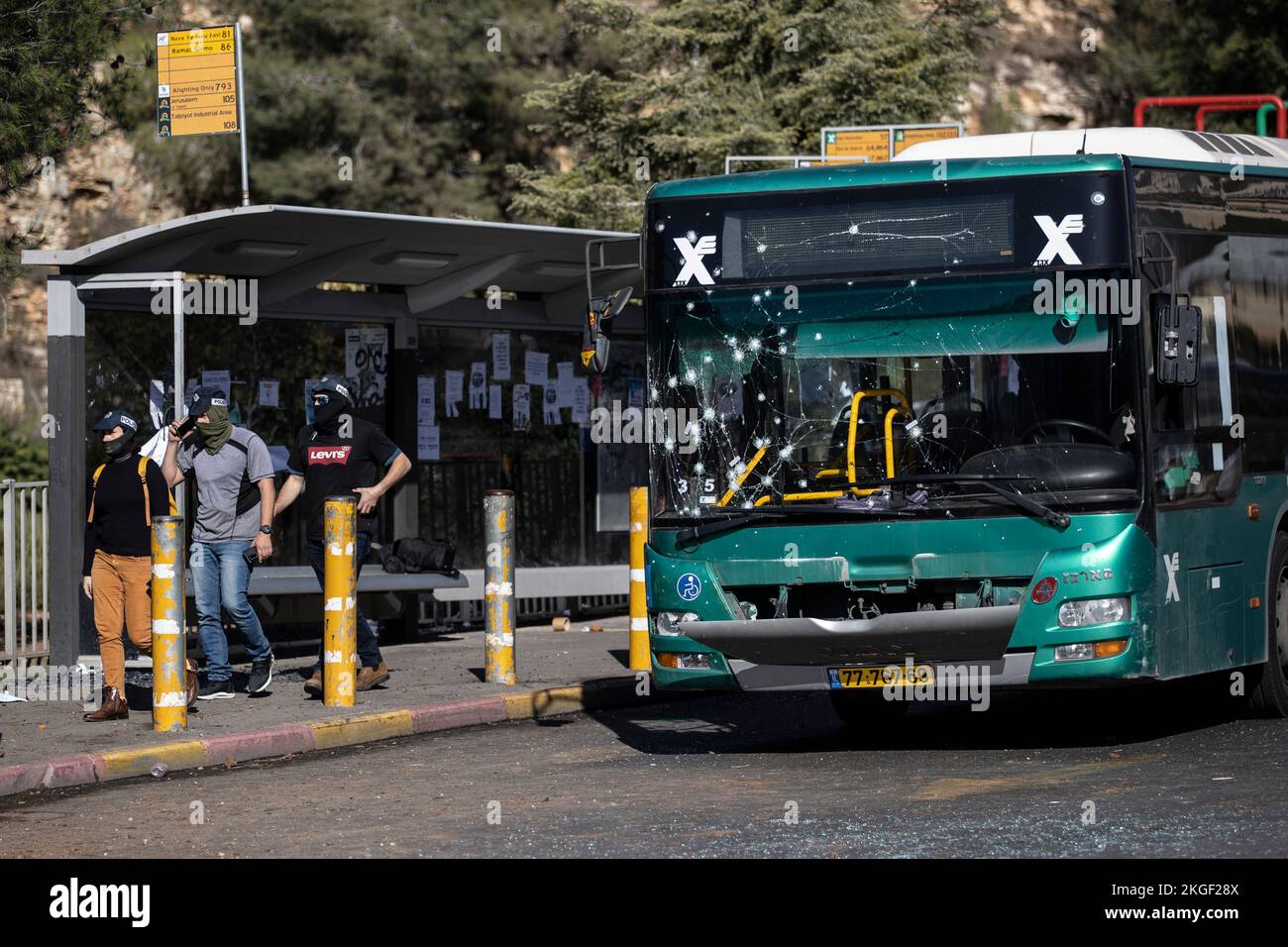 Jerusalem, Israel. 23rd Nov, 2022. Israeli security forces and forensic ...