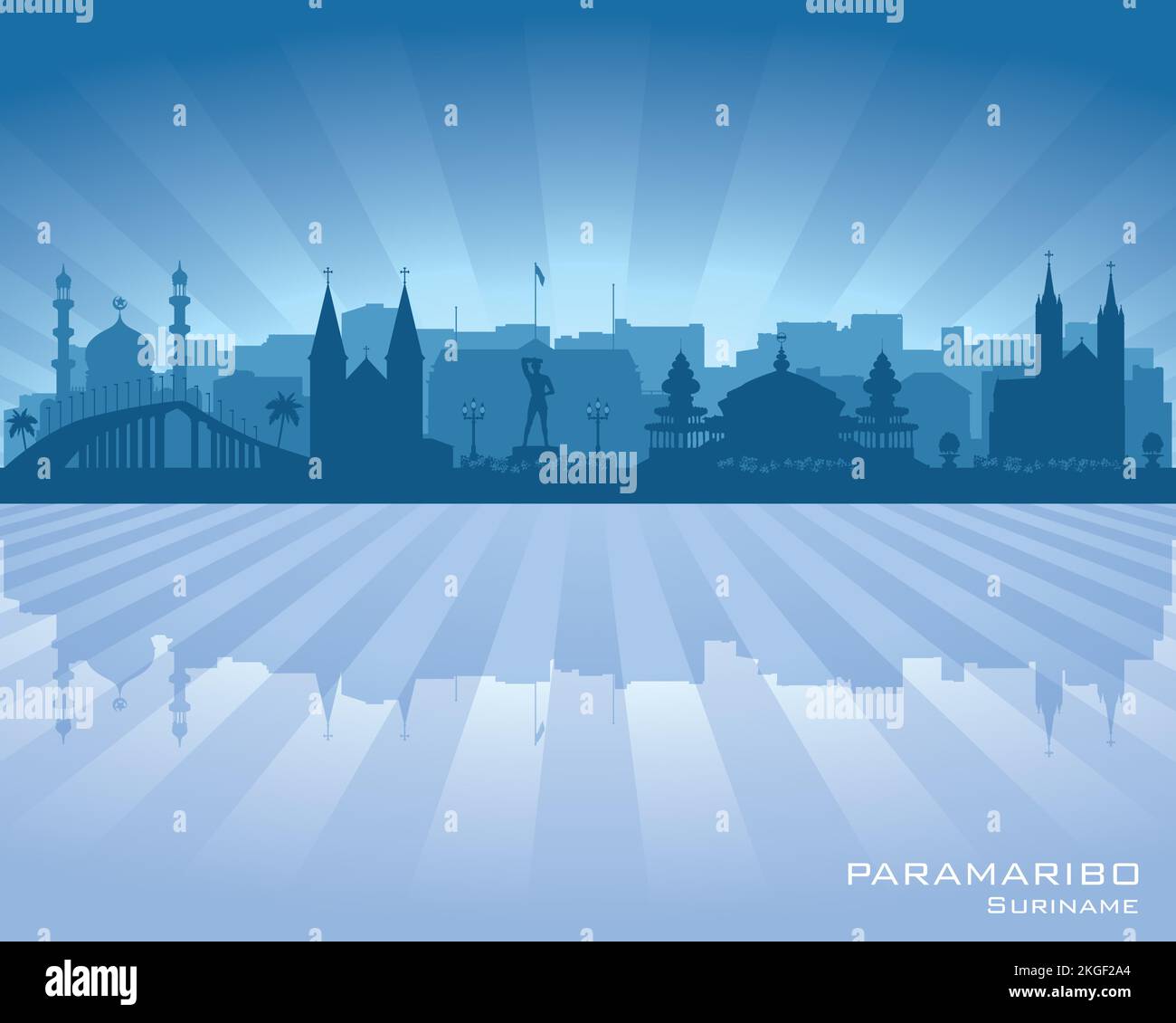 Paramaribo Suriname city skyline vector silhouette illustration Stock ...