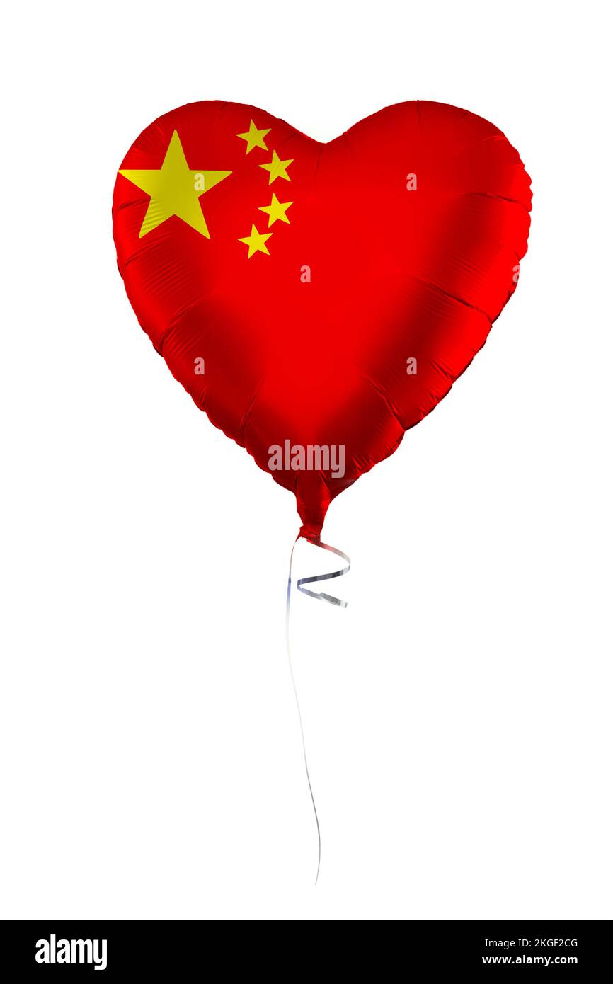 China concept. Balloon with Chinese flag isolated on white background ...