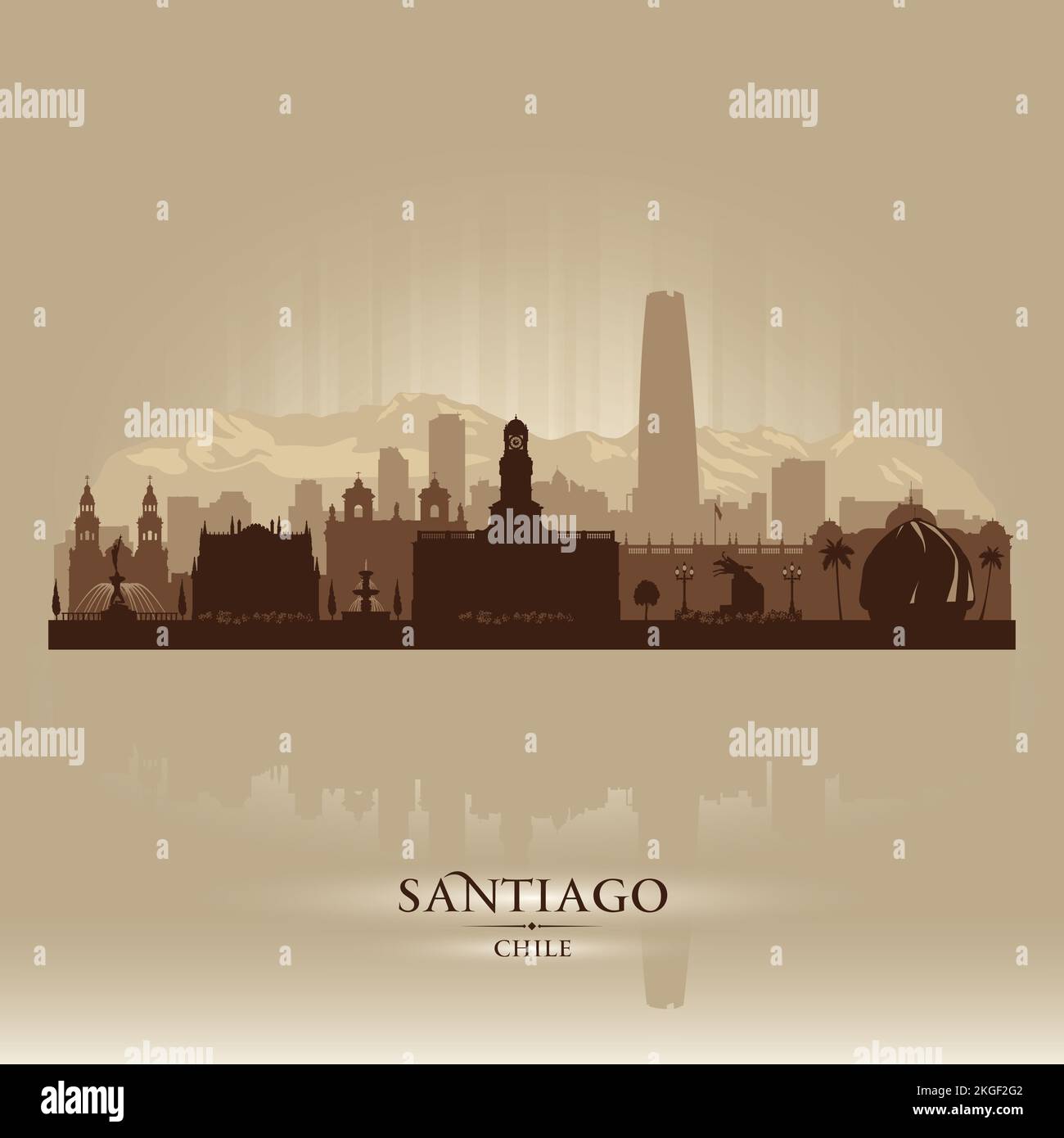 Santiago Chile city skyline vector silhouette illustration Stock Vector ...