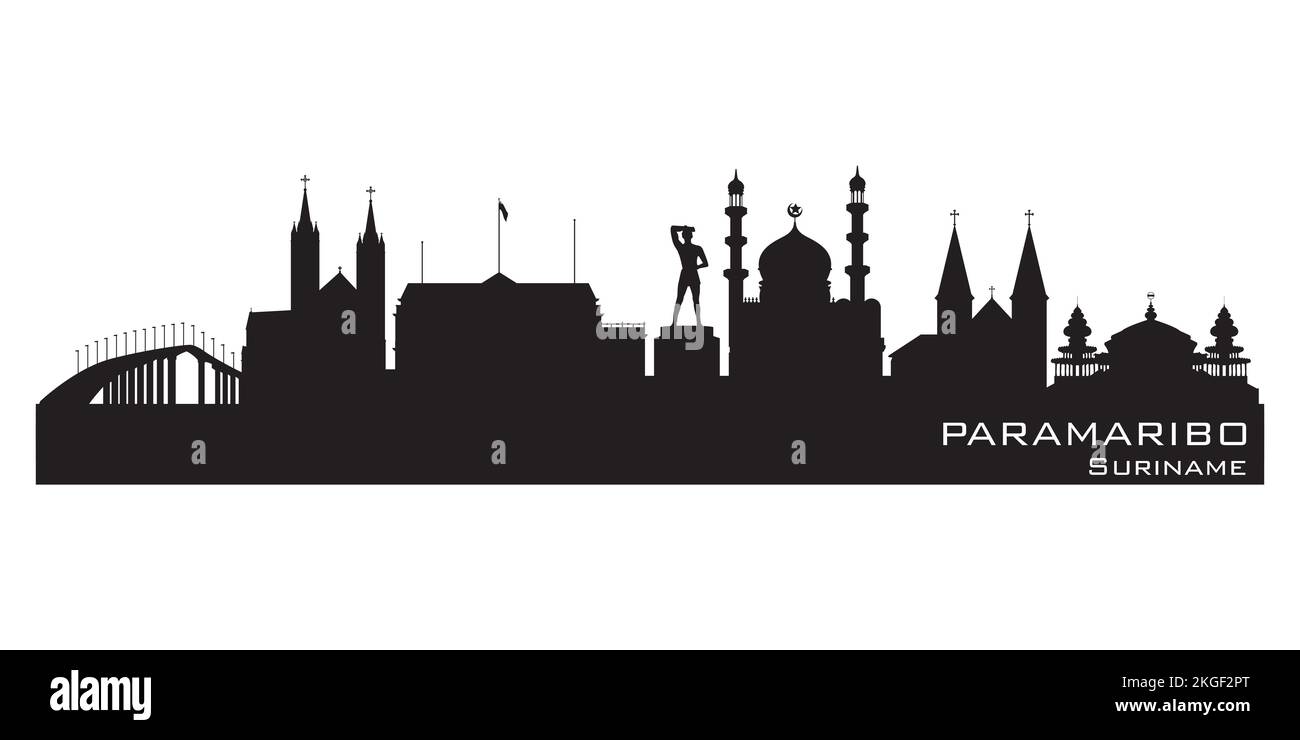Paramaribo Suriname city skyline Detailed vector silhouette Stock ...