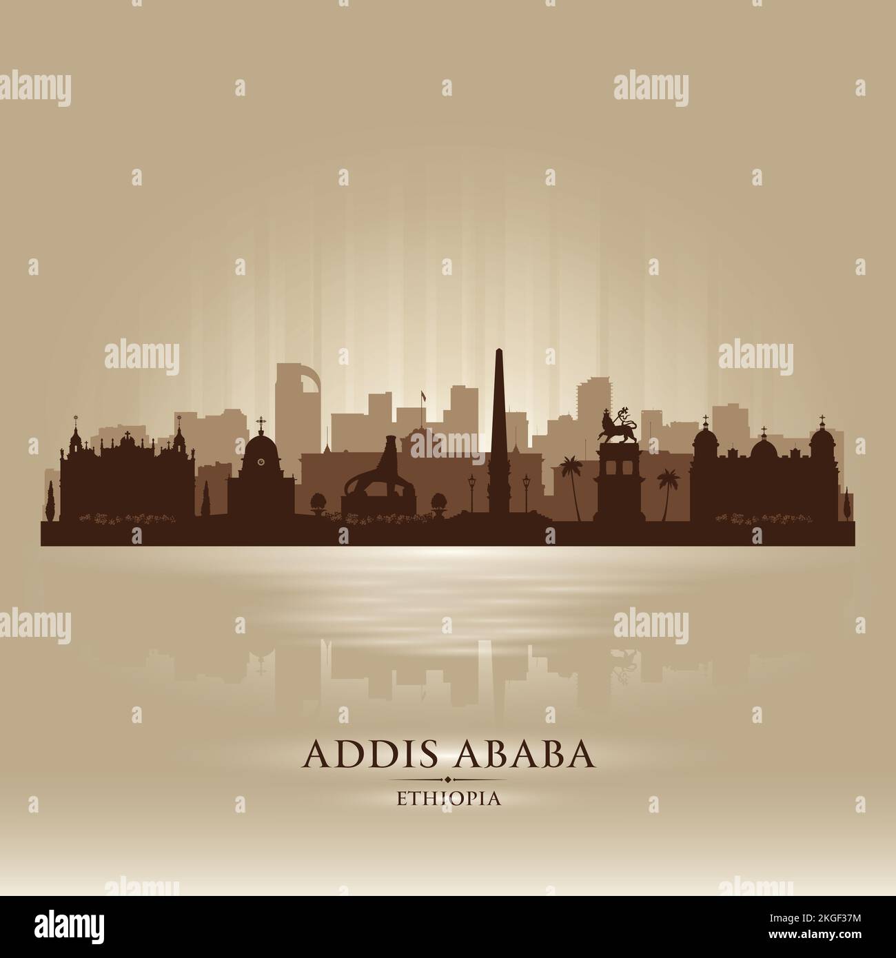 Addis Ababa Ethiopia city skyline vector silhouette illustration Stock ...