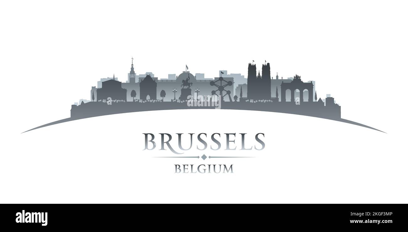 Brussels Belgium city skyline silhouette. Vector illustration Stock ...