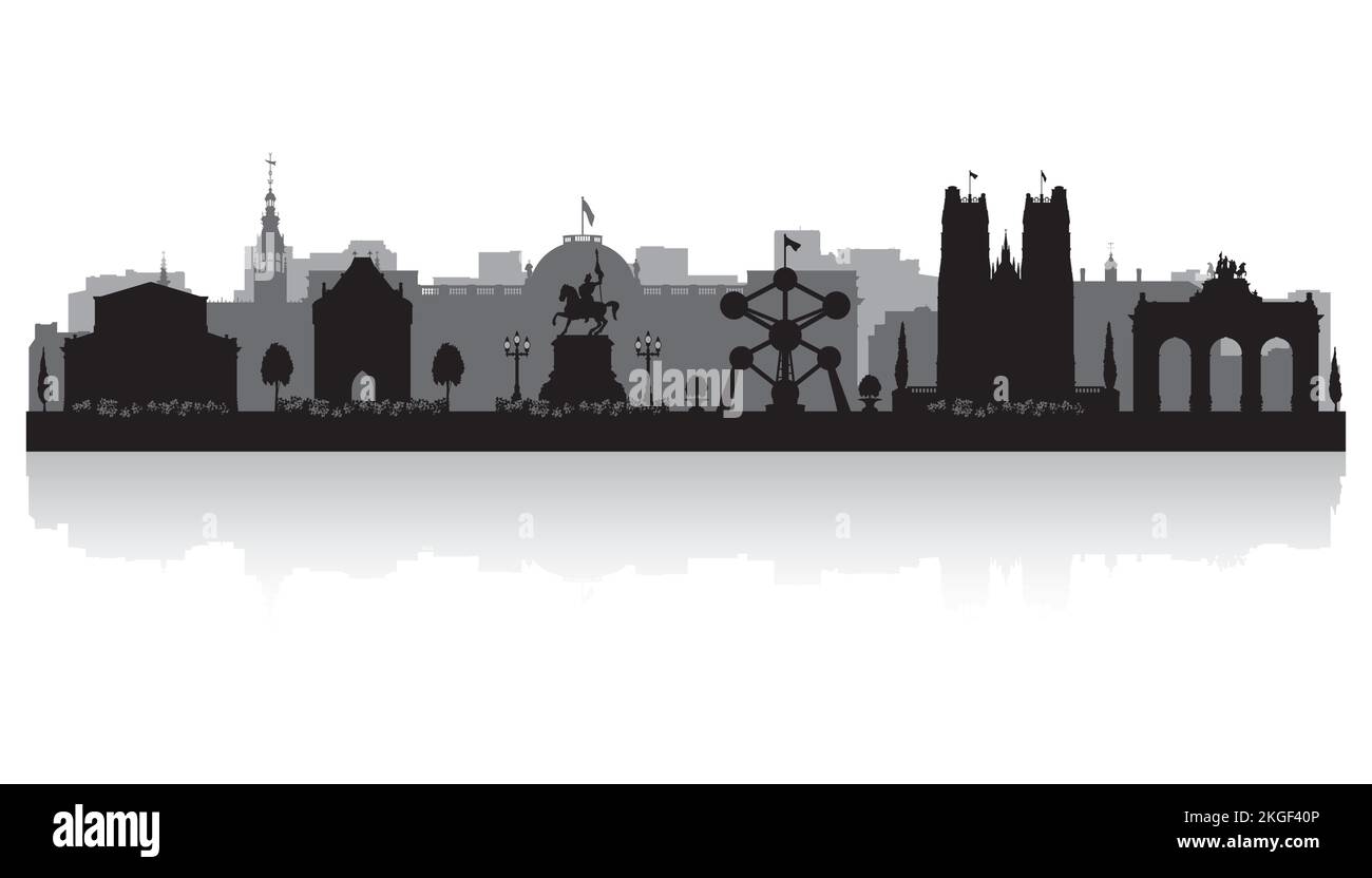 Brussels Belgium city skyline vector silhouette illustration Stock ...