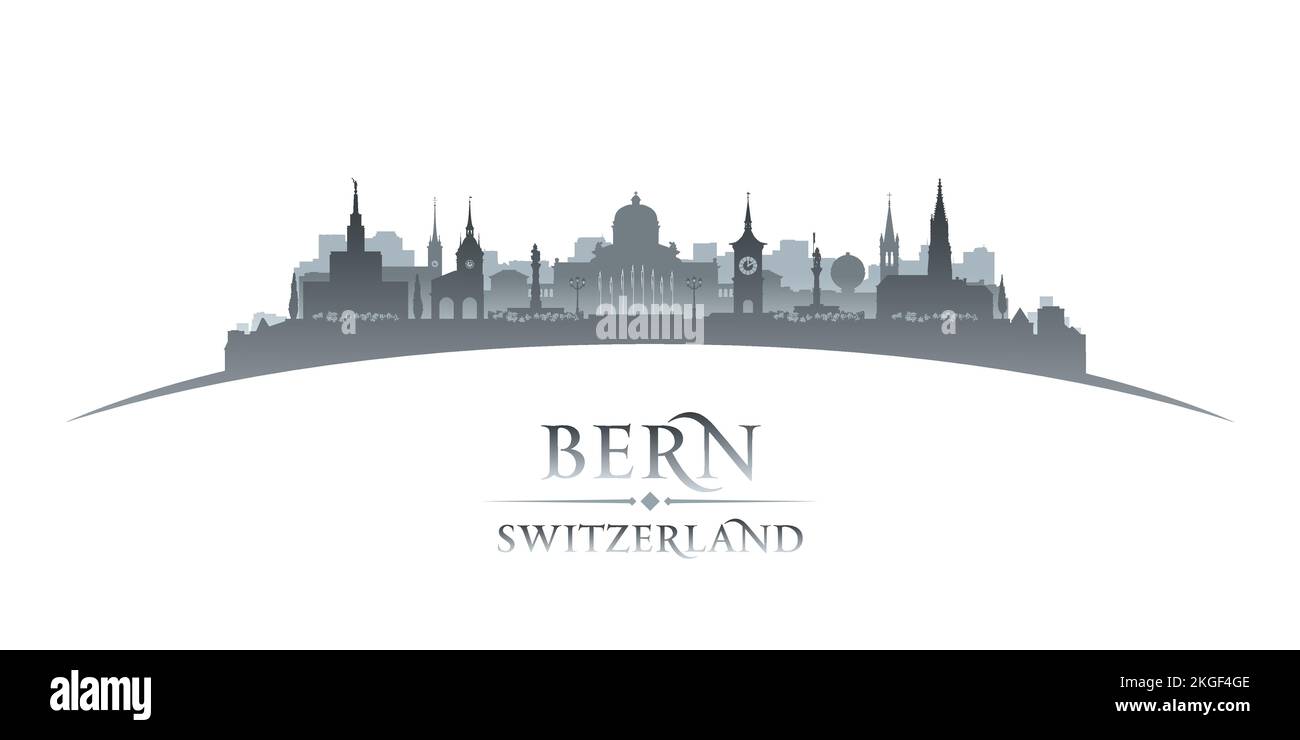 Bern Switzerland city skyline silhouette. Vector illustration Stock ...