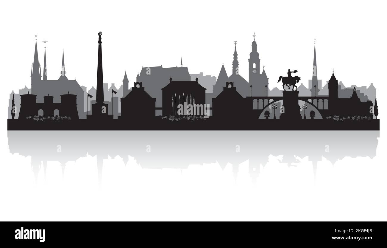 Luxembourg city skyline vector silhouette illustration Stock Vector ...