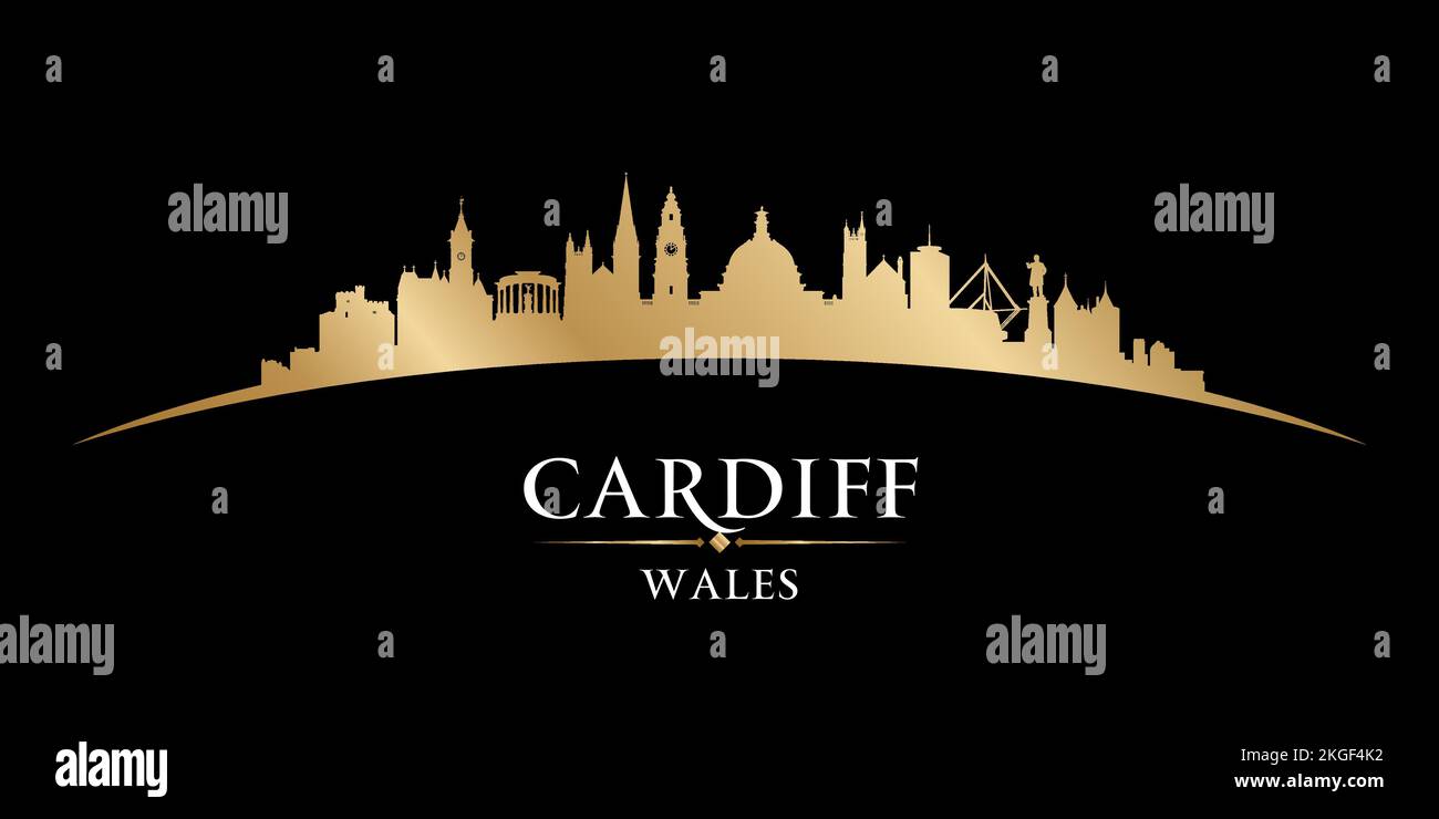 Cardiff Wales city skyline silhouette. Vector illustration Stock Vector ...