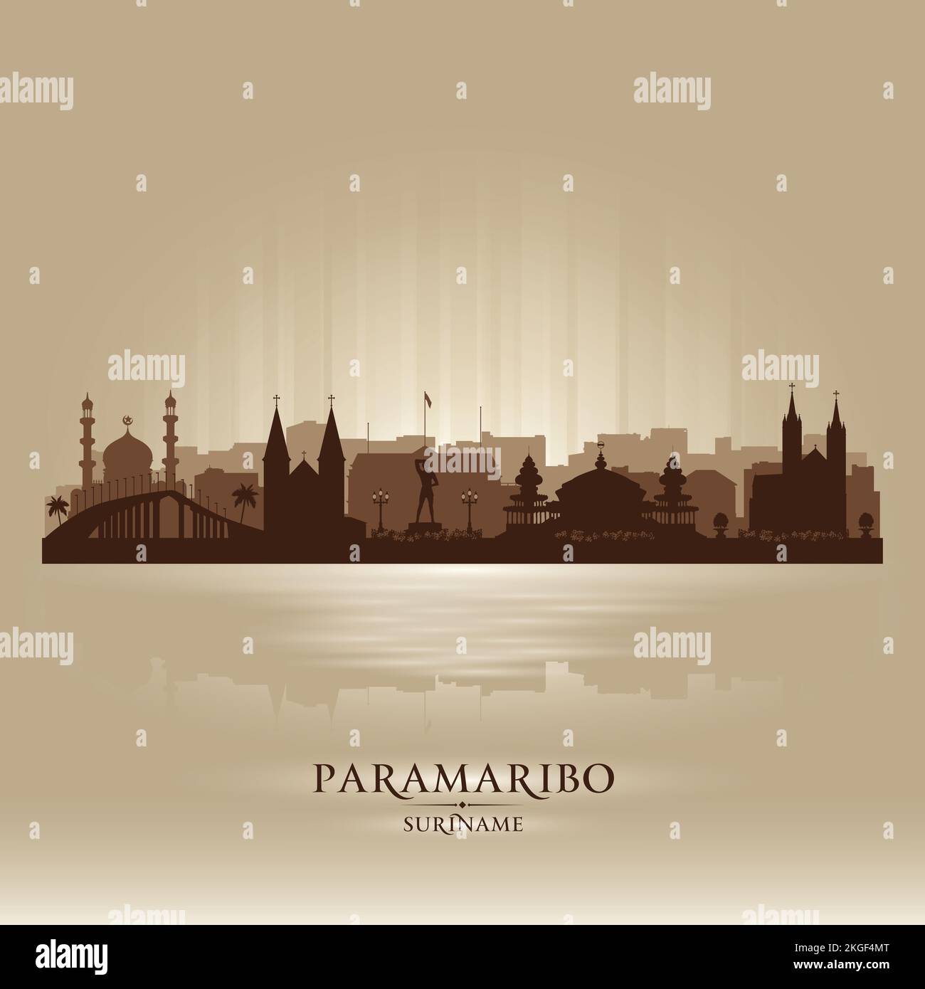 Paramaribo Suriname city skyline vector silhouette illustration Stock ...