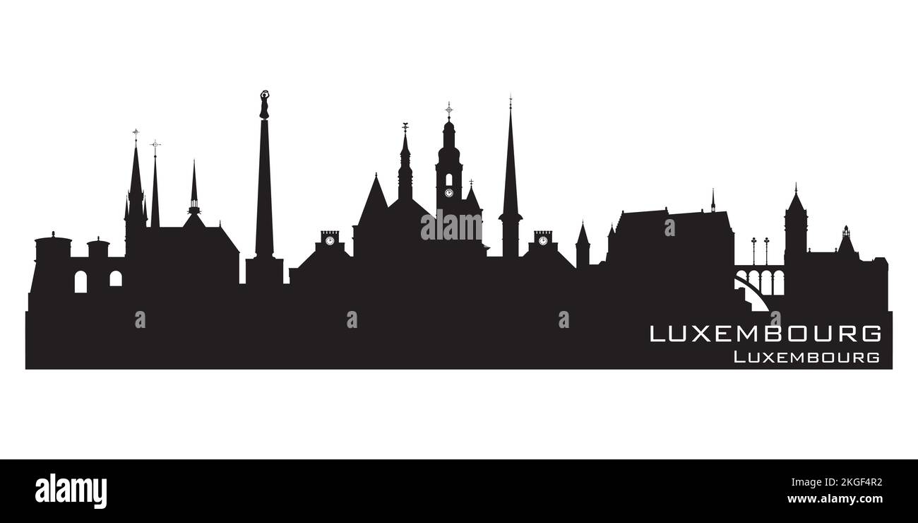 Luxembourg city skyline Detailed vector silhouette Stock Vector Image ...