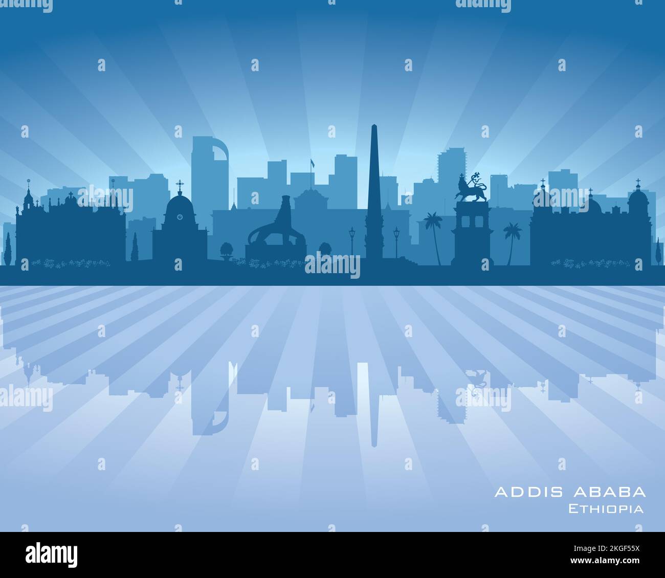 Addis Ababa Ethiopia city skyline vector silhouette illustration Stock ...