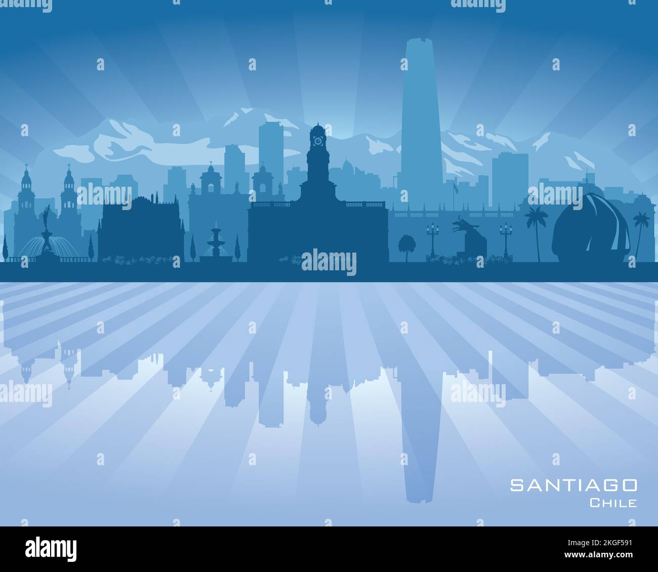 Santiago Chile city skyline vector silhouette background illustration ...